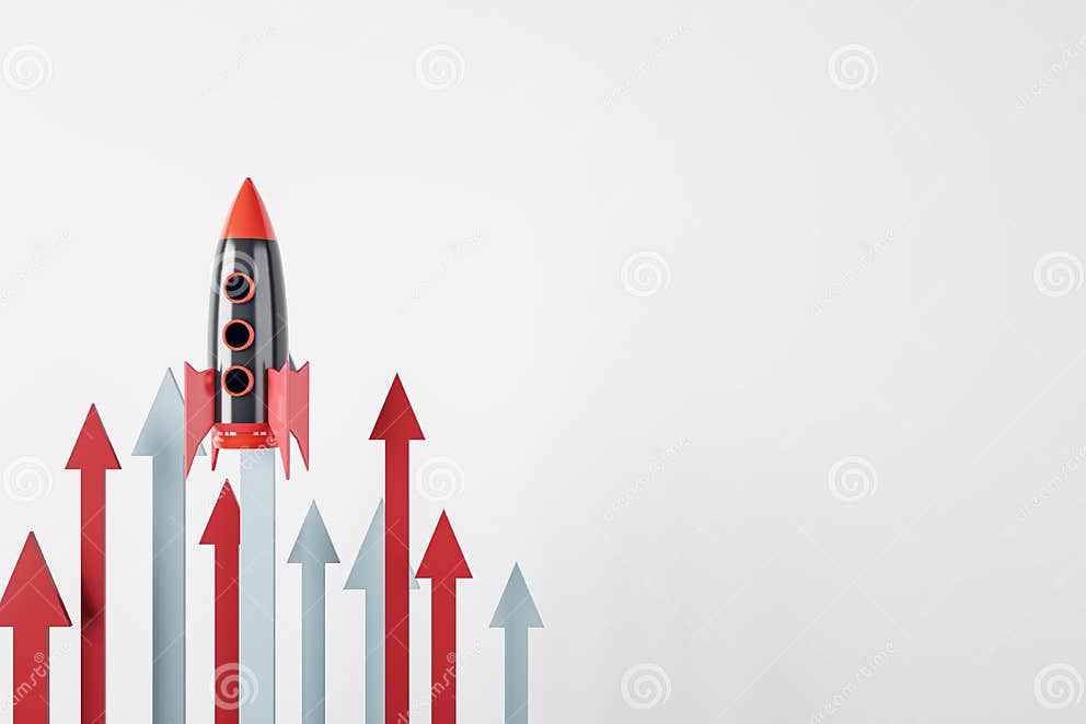 Launching Rocket with Arrows on Background with Mock Up Place. Start Up ...