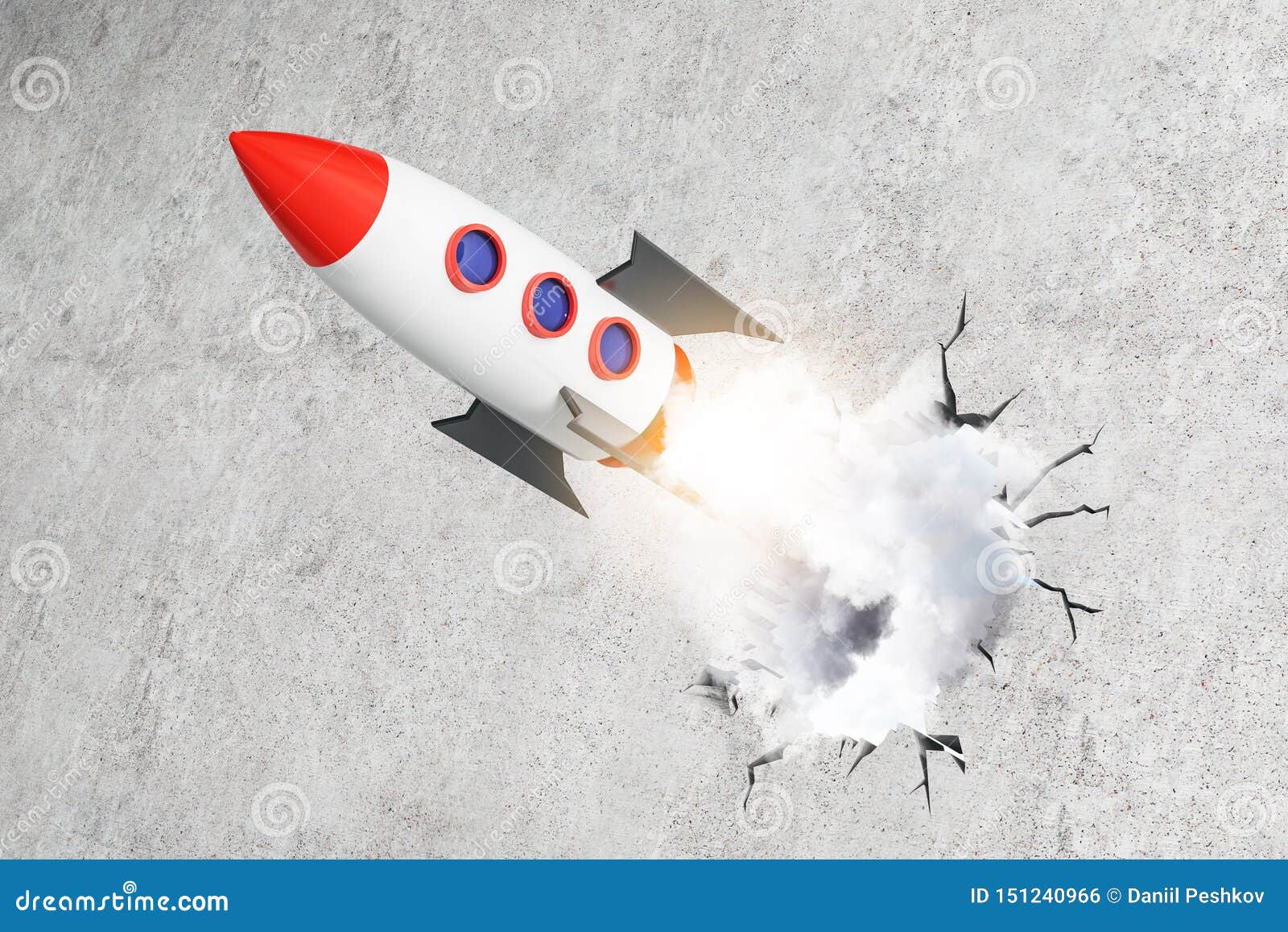 Launching Rocket on Concrete Background Stock Illustration ...