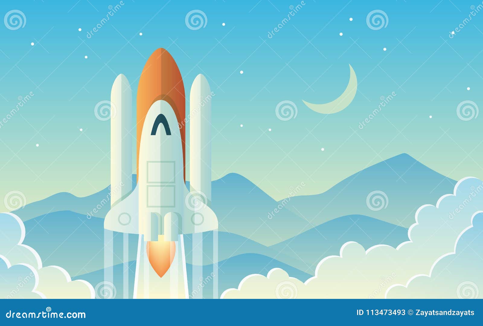 Launching Rocket Illustration Stock Vector - Illustration of blast ...