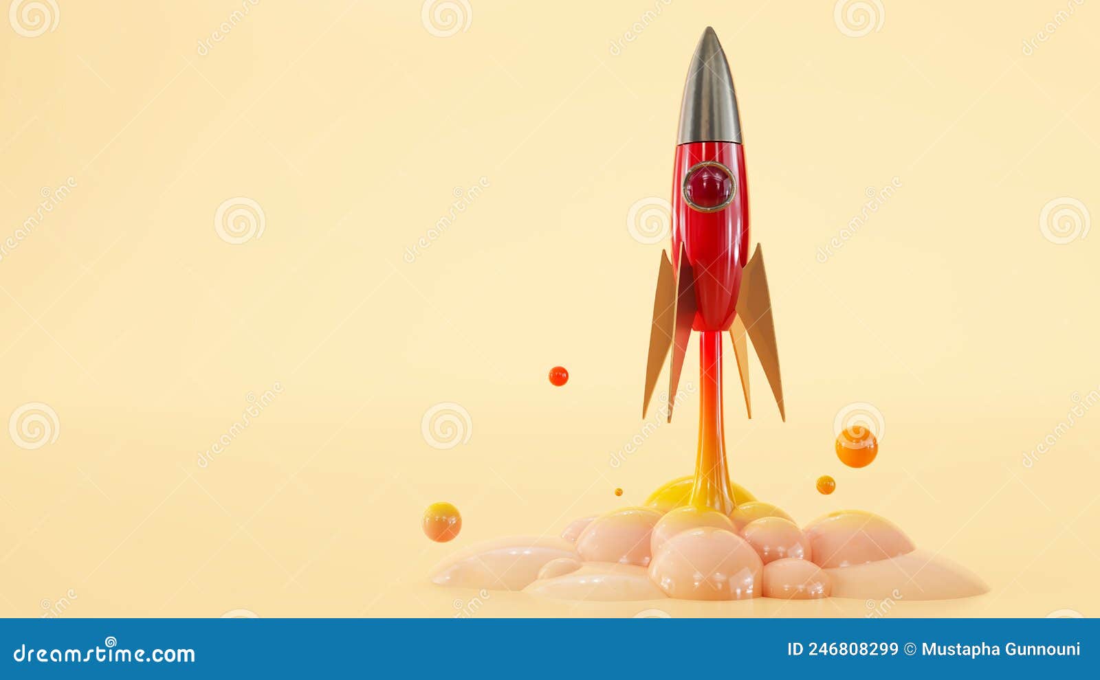 Launching Rocket Model Taking Off Against White Background Stock ...