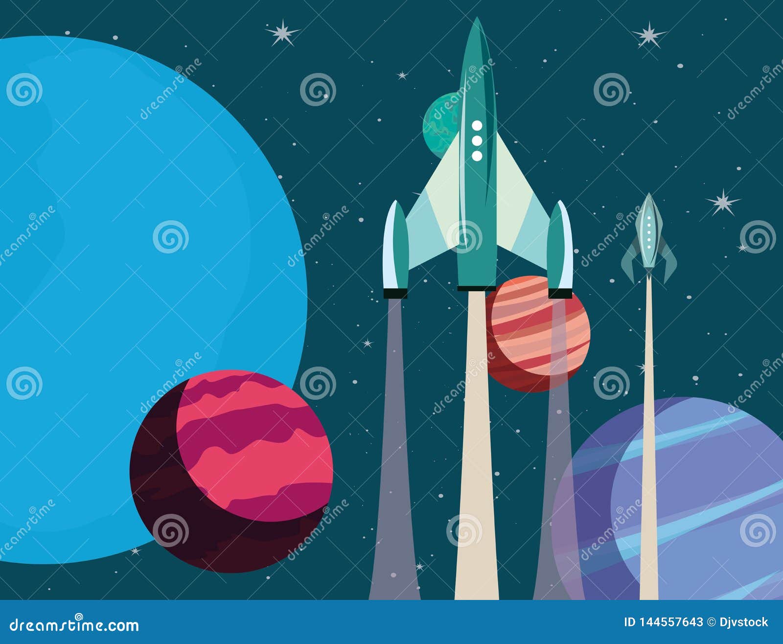 Spaceships Launching Cartoon Vector | CartoonDealer.com #23471973
