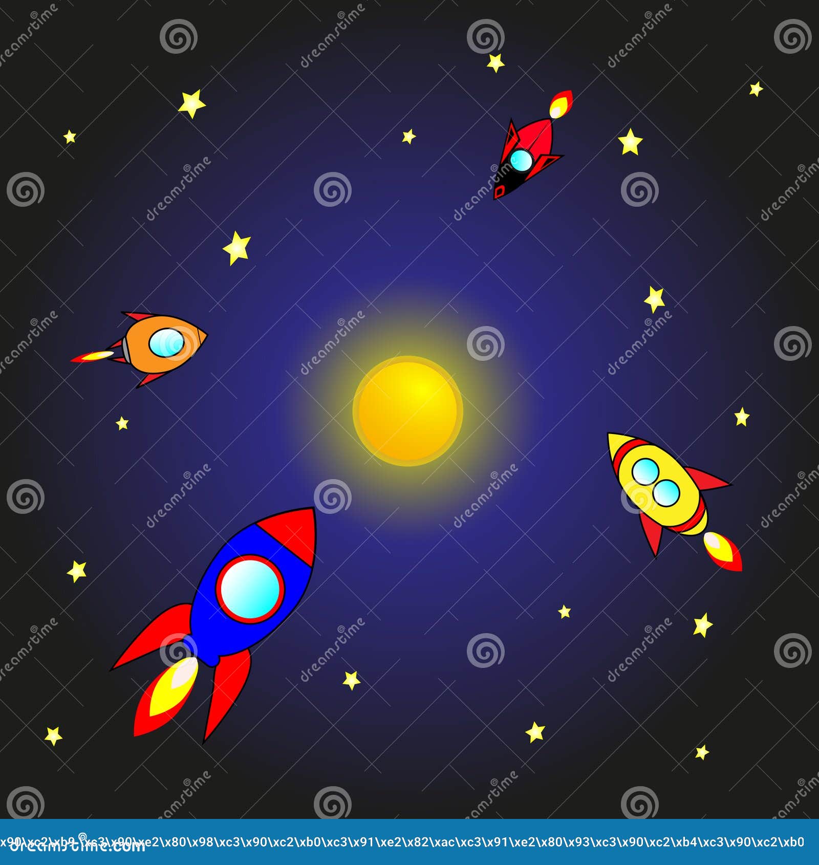 Launching Rockets into Open Space Stock Vector - Illustration of rocket ...