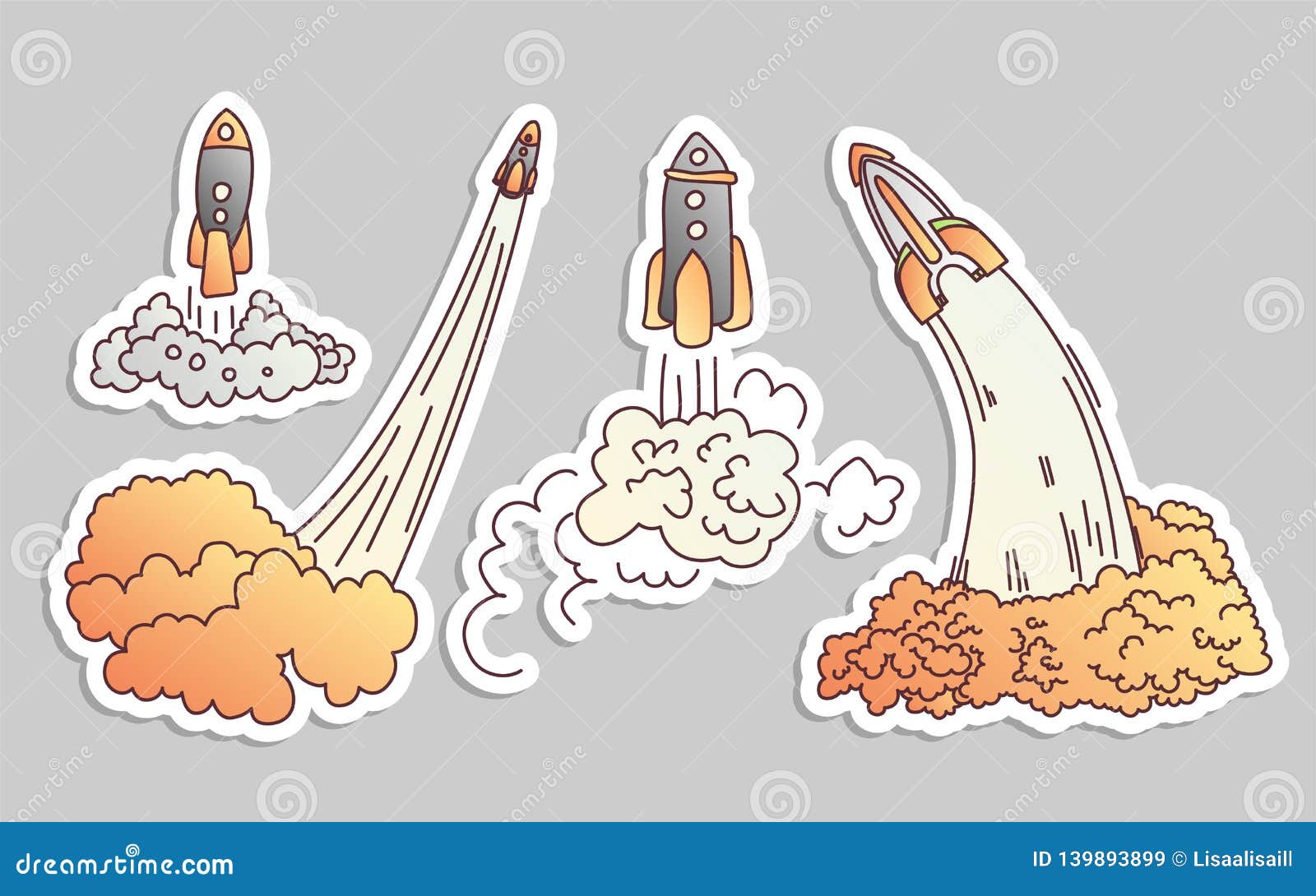 Launching Rockets Vector Cartoon Illustration. Rocket Launch Vector ...