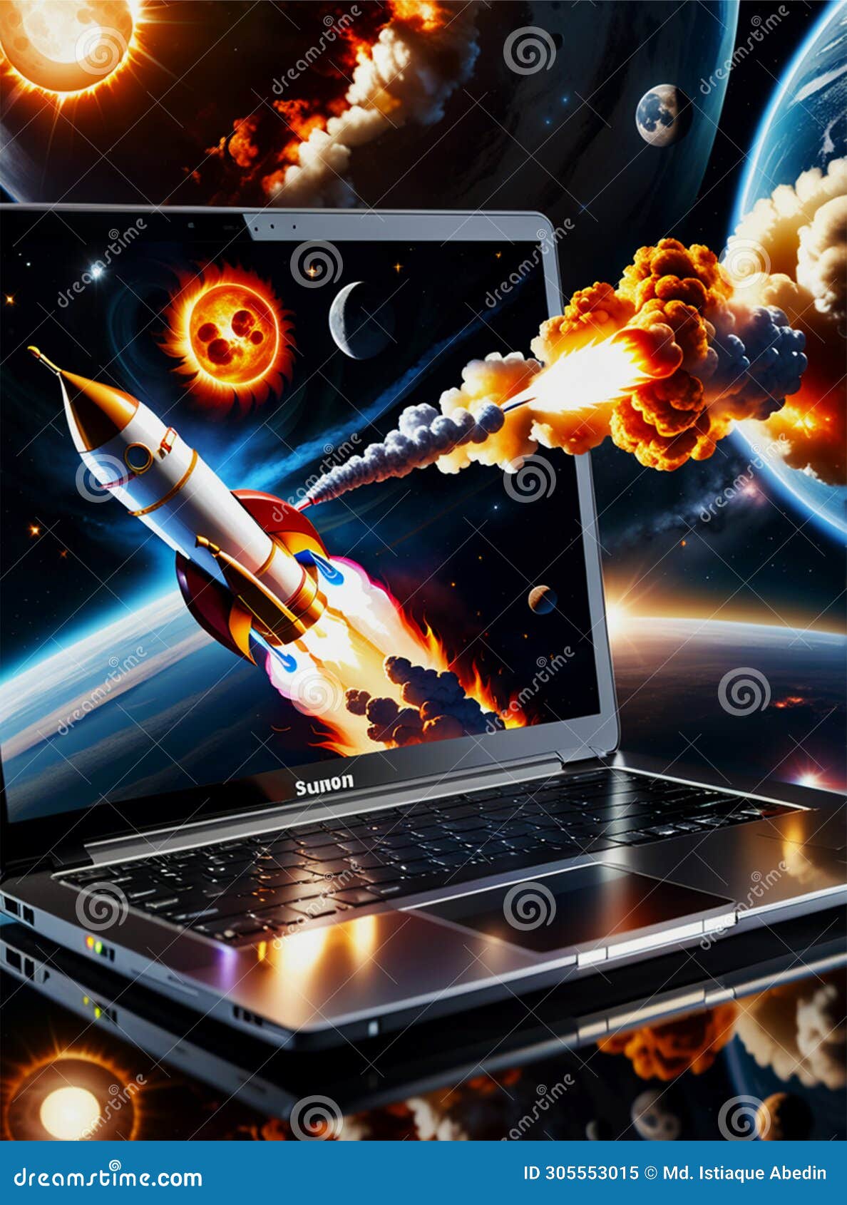 Launching Space Rocket Laptop Screen Galaxy Universe Space Background ...