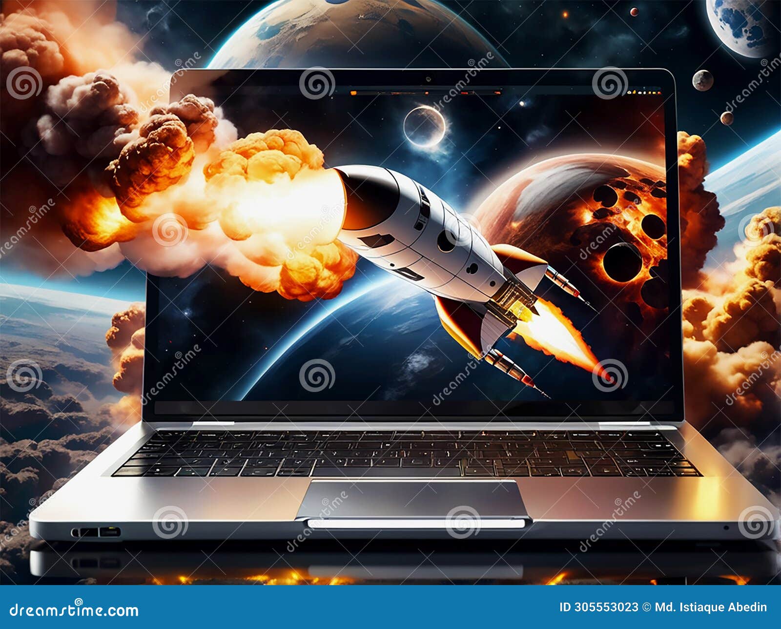 Launching Space Rocket Laptop Screen Galaxy Universe Space Background ...