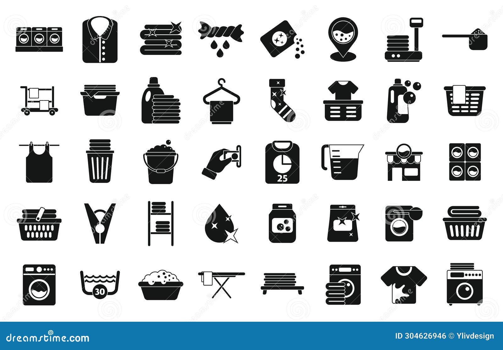 Laundromat Icons Set Simple Vector. Laundry Room Stock Illustration ...