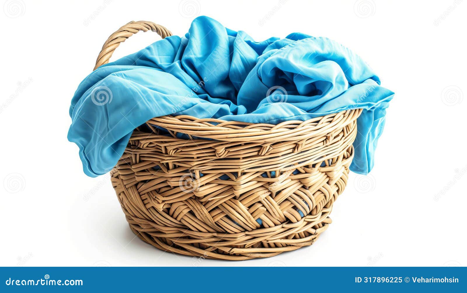 Laundry Basket with Blue Sheets Isolate Background. Stock Illustration ...