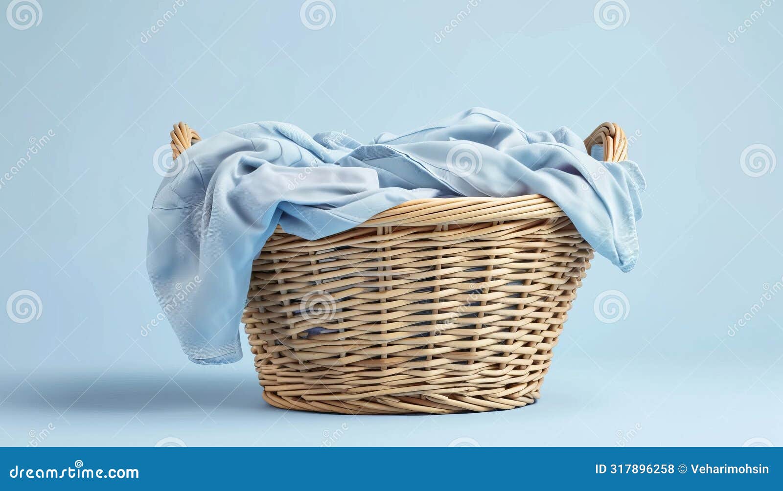 Laundry Basket with Blue Sheets Isolate Background. Stock Illustration ...