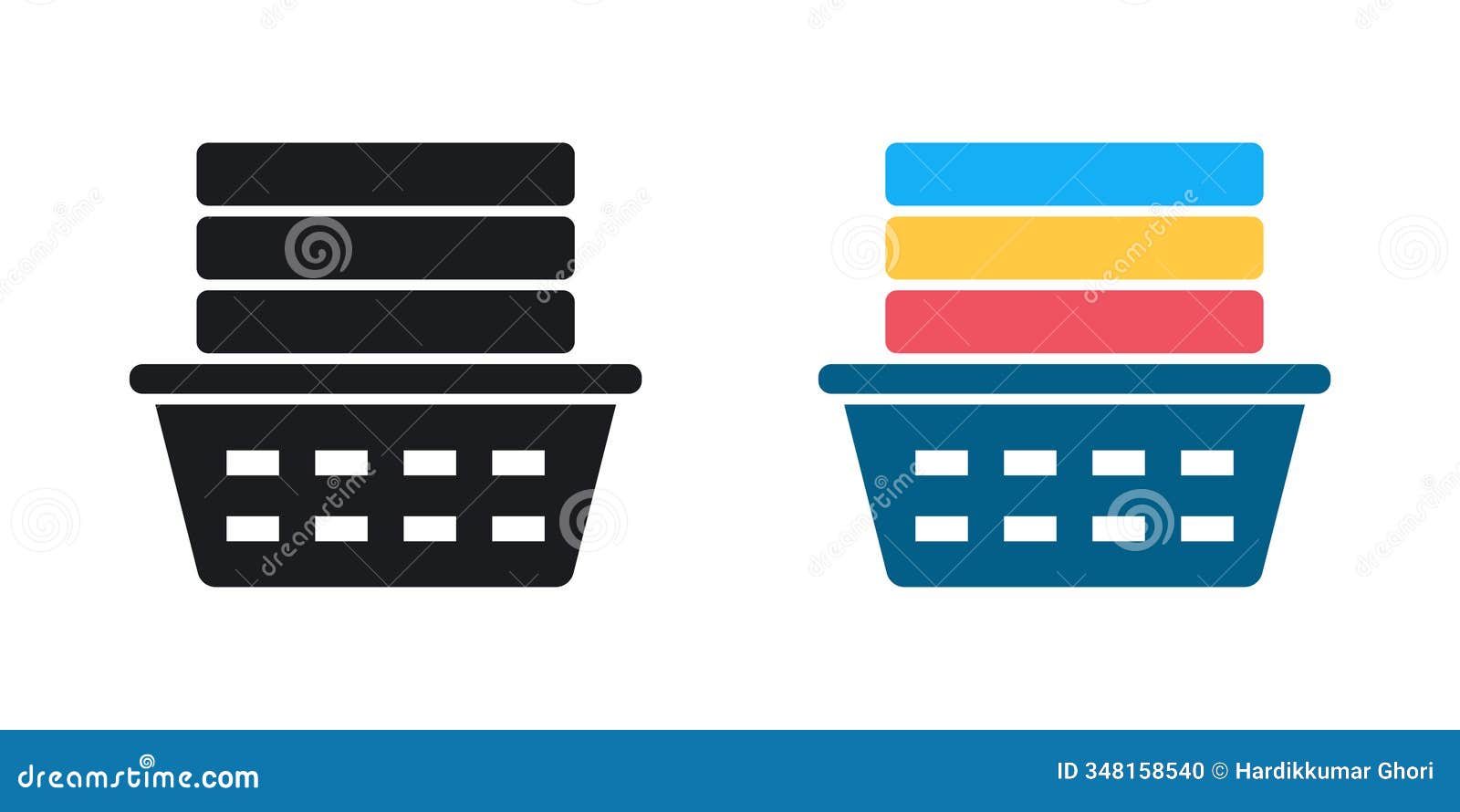Laundry basket icon vector stock vector. Illustration of room - 348158540