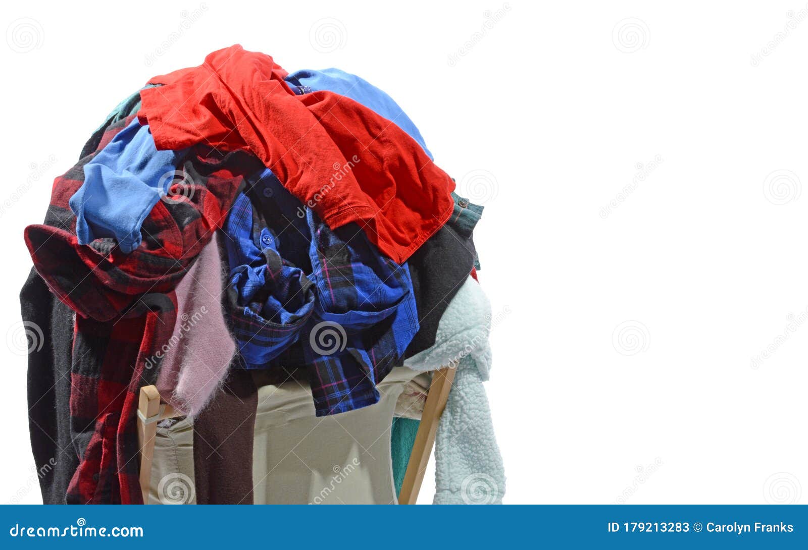 Laundry Basket Overstuffed Isolated with Copy Space Stock Image - Image ...