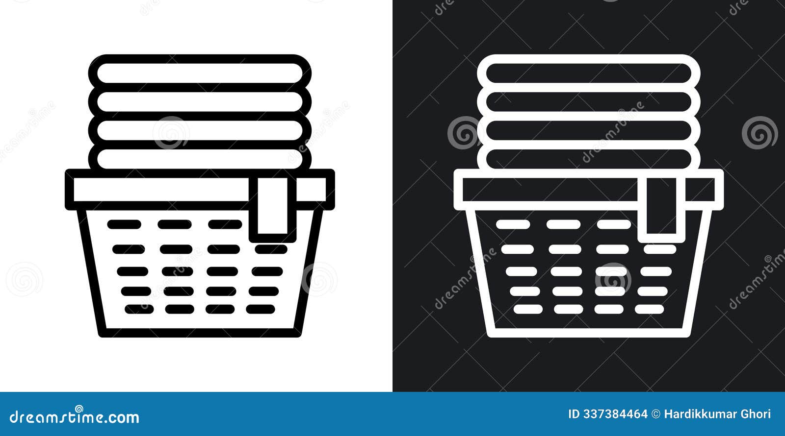 Laundry Basket Thin Line Vector Icon Set Stock Illustration ...
