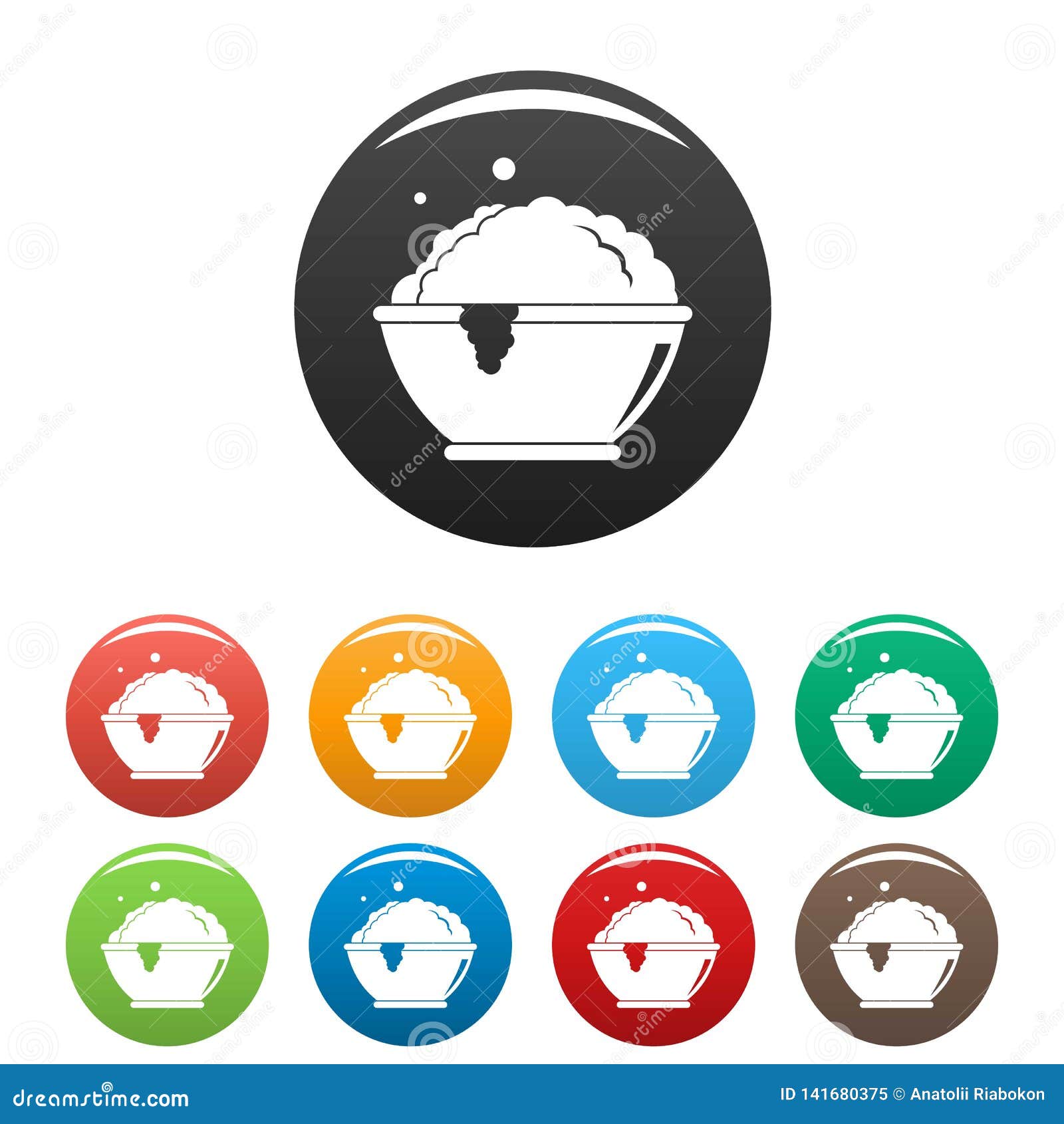Laundry Bubble Icons Set Color Stock Vector - Illustration of glossy ...