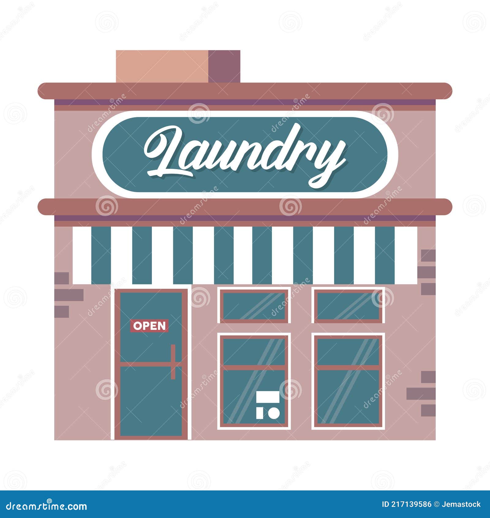 Laundry Building Storefront With Big Windows For Washing Clothes ...