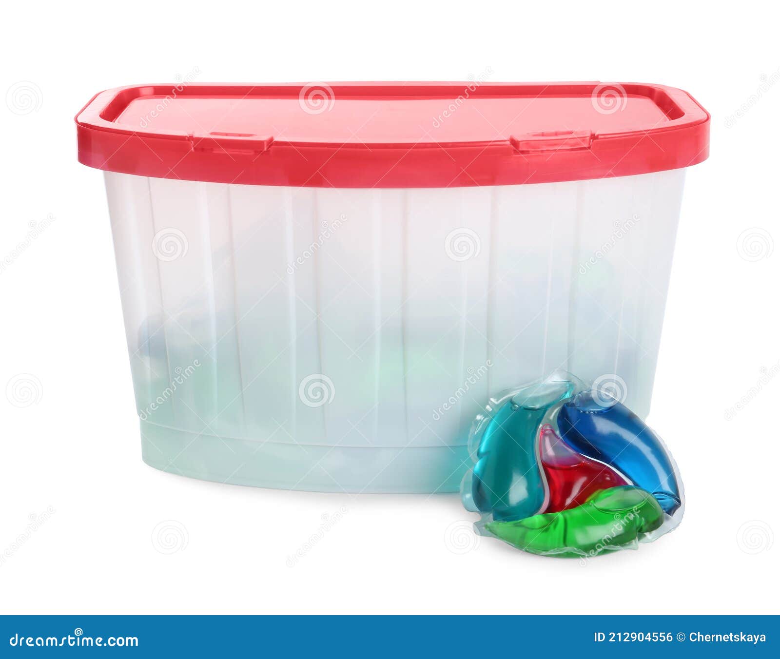 Laundry Capsule and Box on White Background Stock Photo - Image of ...