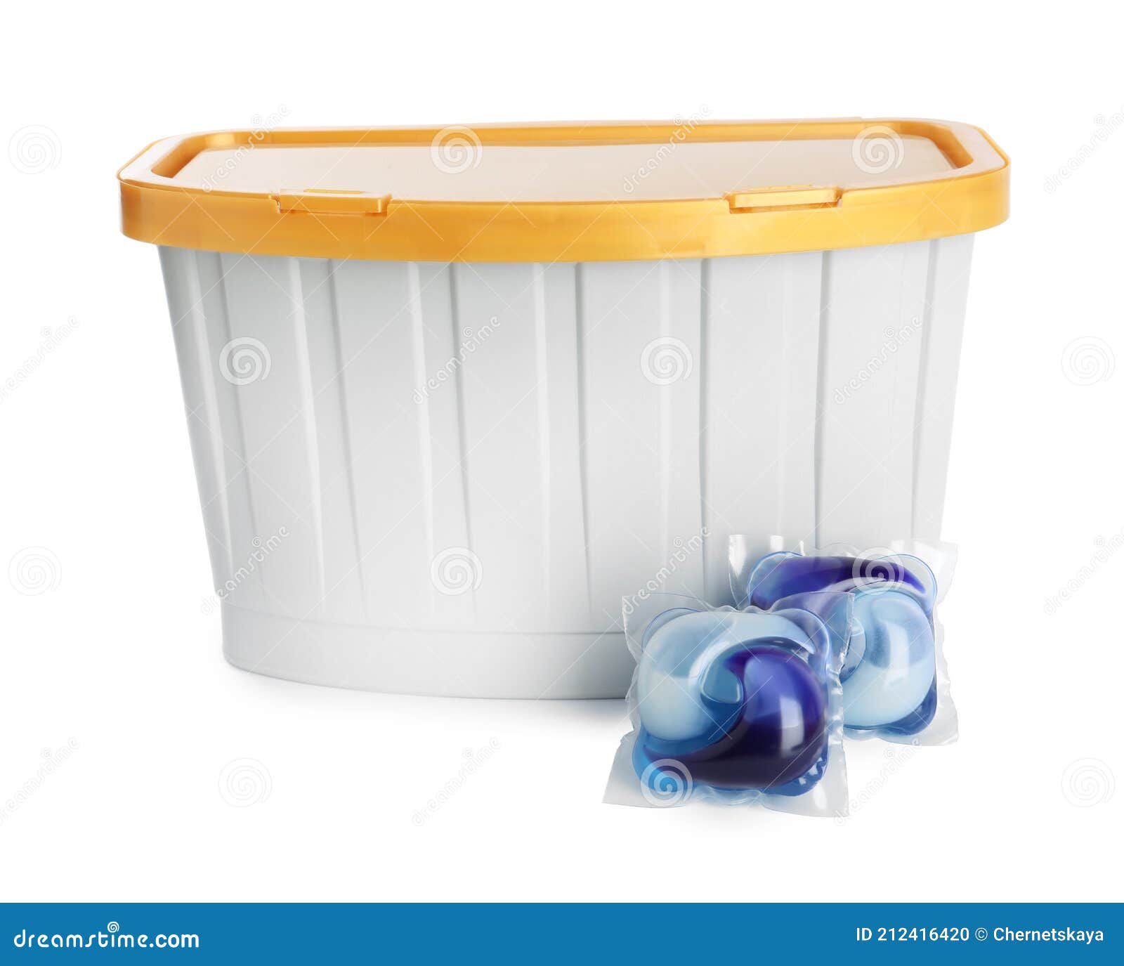 Laundry Capsules and Box on White Stock Photo - Image of capsule ...