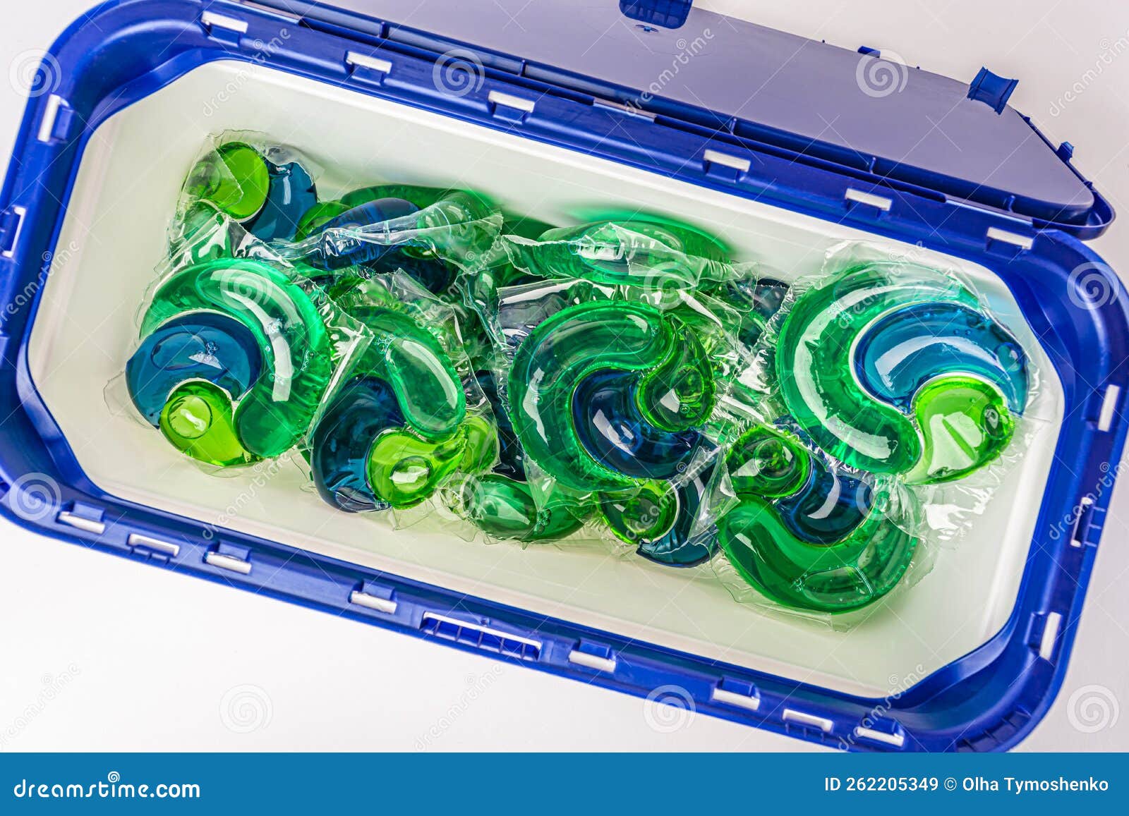 Laundry Capsules and Plastic Containers Isolated on White Background ...