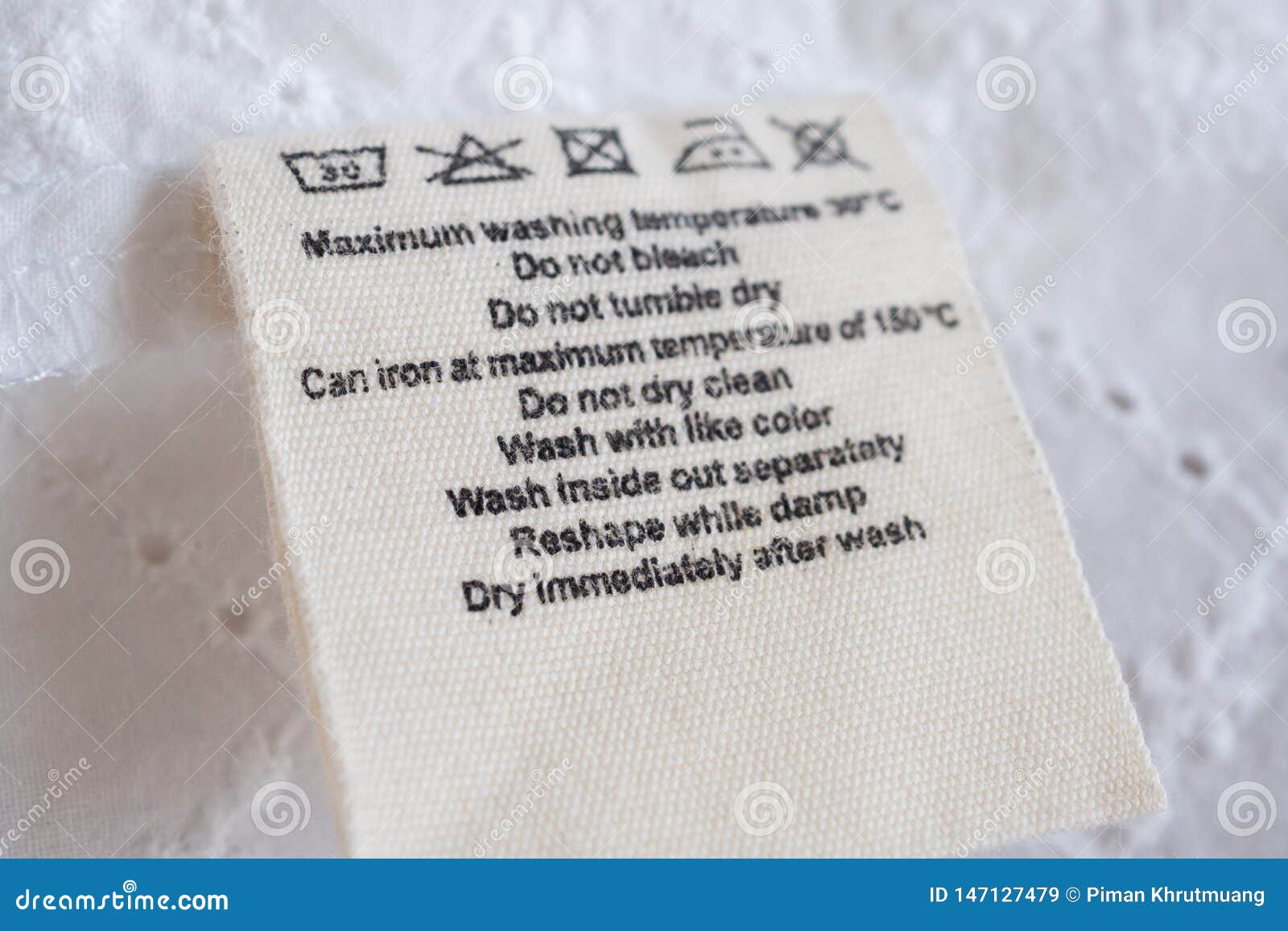 Laundry Care Washing Instructions Clothes Label Stock Image - Image of ...