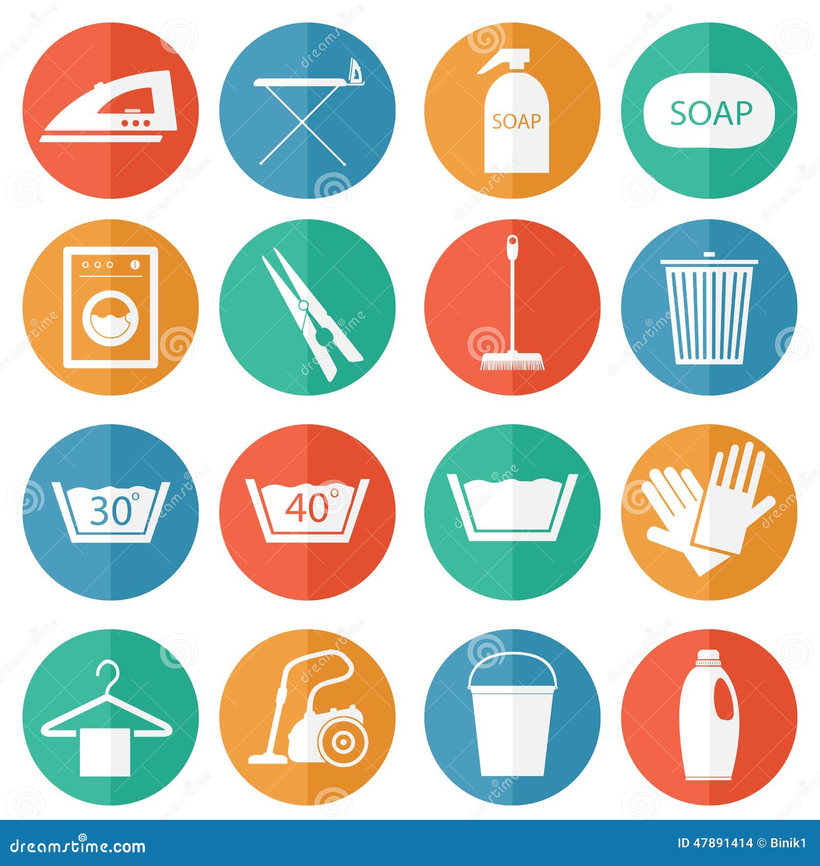 Laundry and cleaning icons stock vector. Illustration of clothespin ...