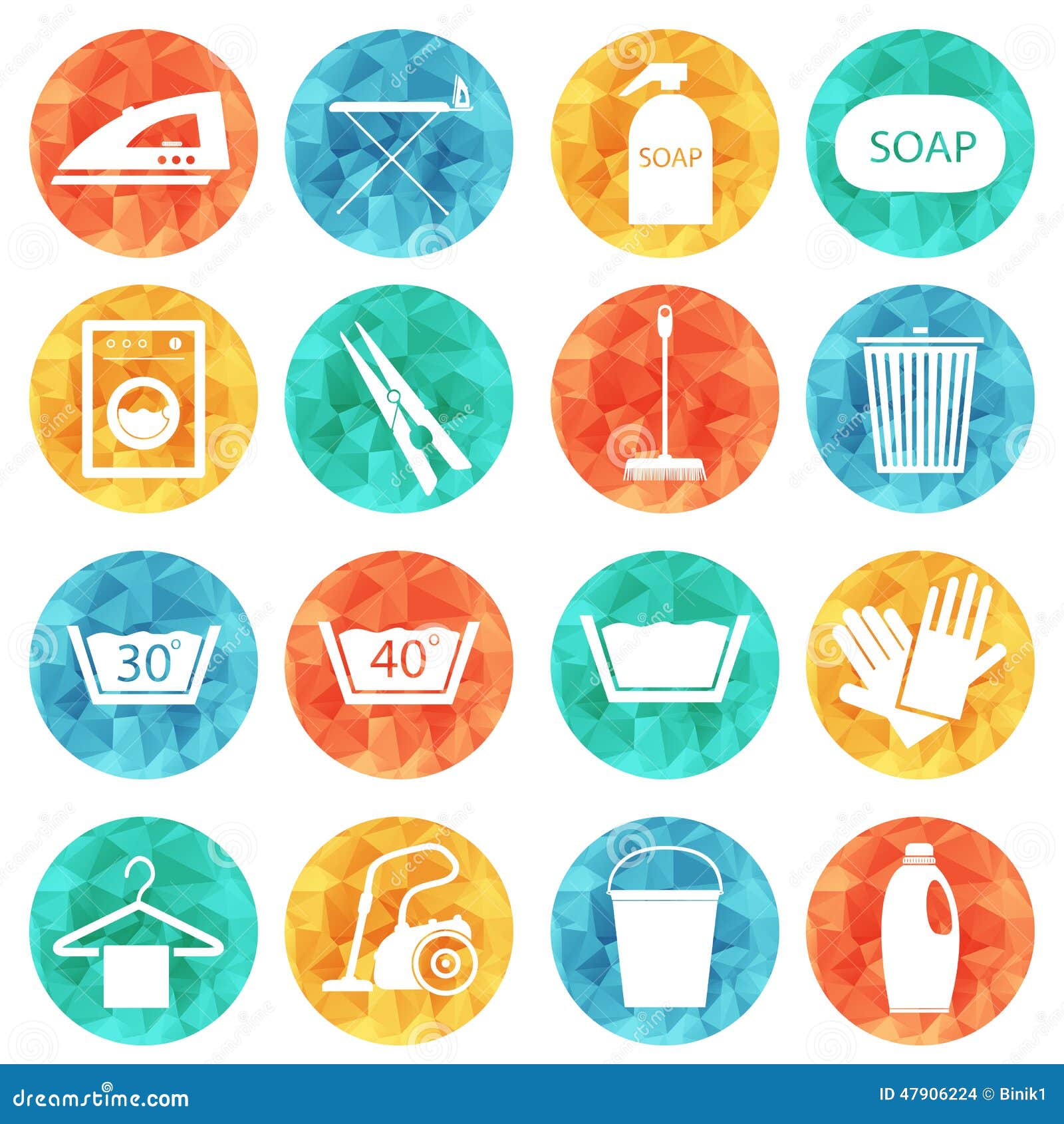 Laundry and cleaning icons stock vector. Illustration of brush - 47906224