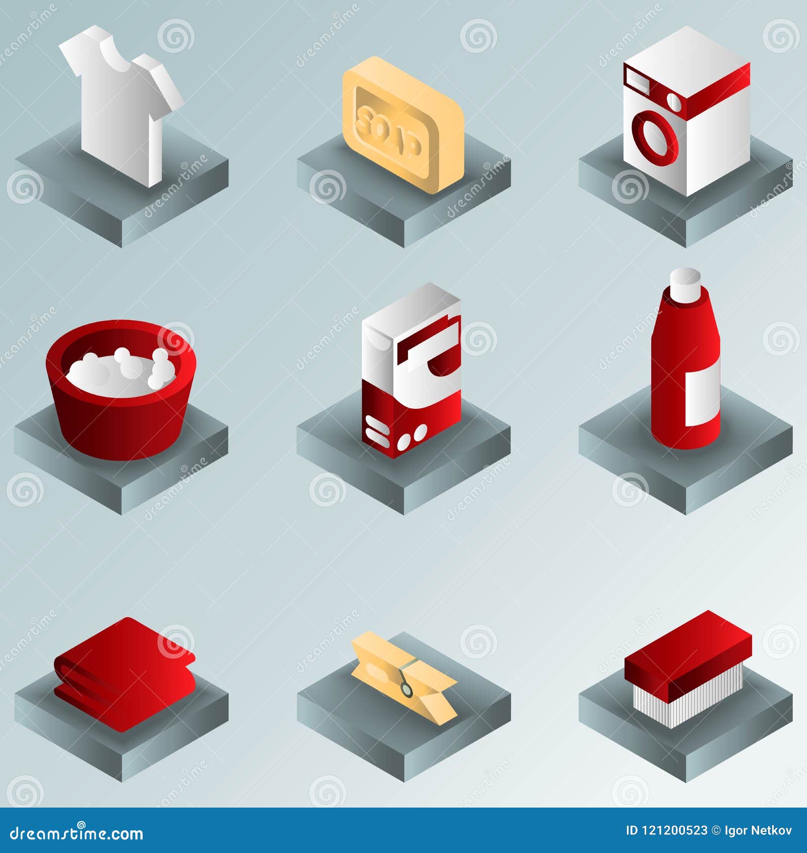 Laundry Color Gradient Isometric Icons Stock Vector - Illustration of ...