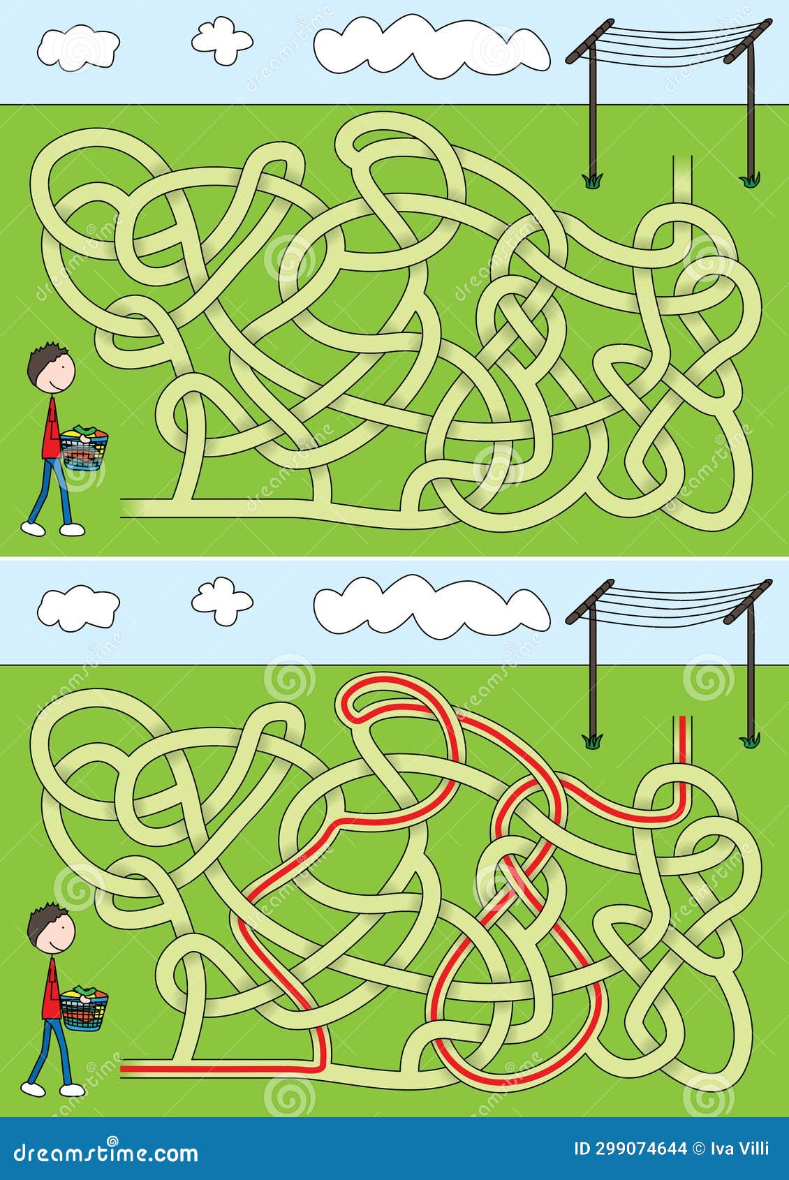 Laundry day maze stock illustration. Illustration of solution - 299074644