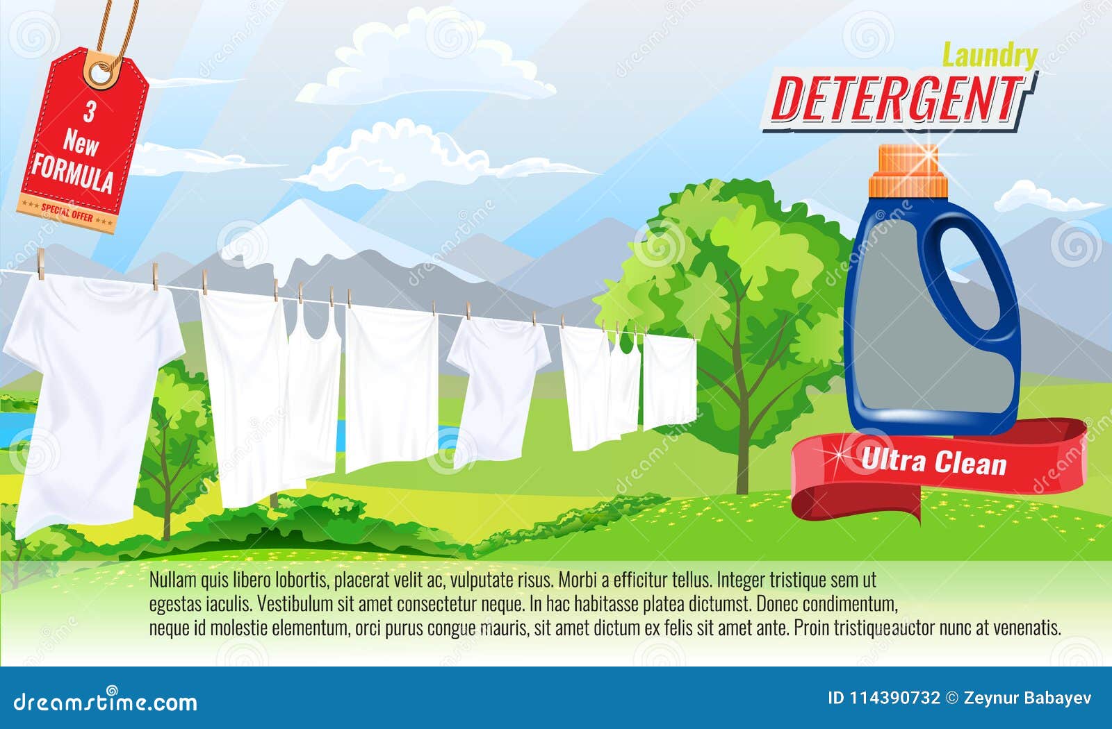Laundry Detergent Ads Template with Package Design with Water Splash ...