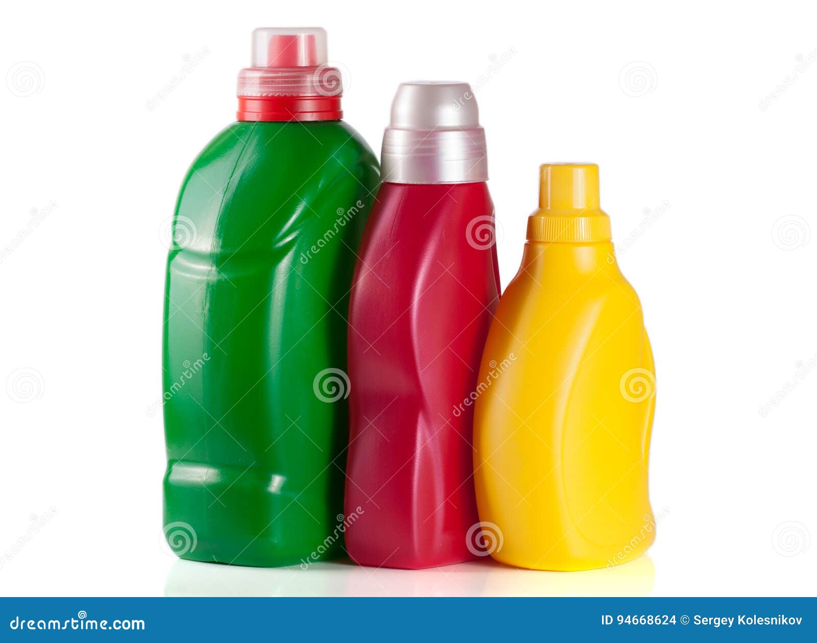 Laundry Detergent Bottle with Fabric Softener on White Background Stock ...