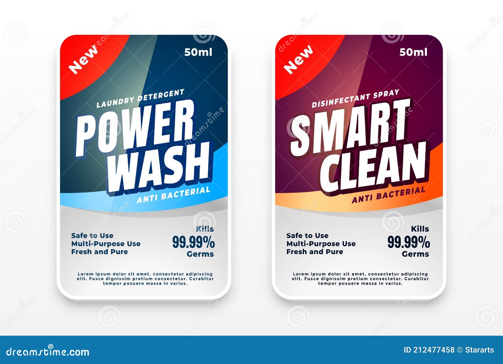 Laundry Detergent or Disinfectant Labels Set of Two Stock Vector ...