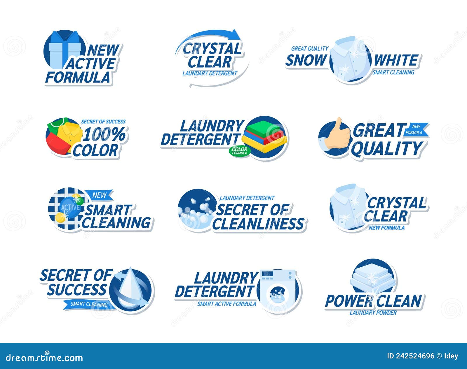 Laundry Detergent Logotype Set. Commercial Laundromat Logo Decorative ...