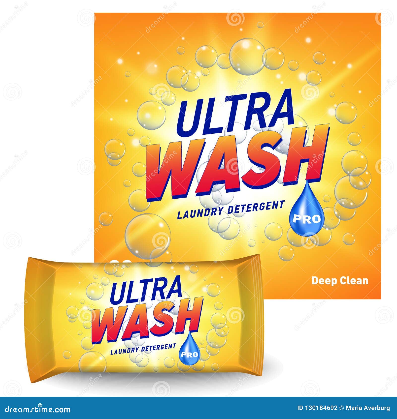 Laundry Detergent Package Design, Yellow Container Soft Package with ...