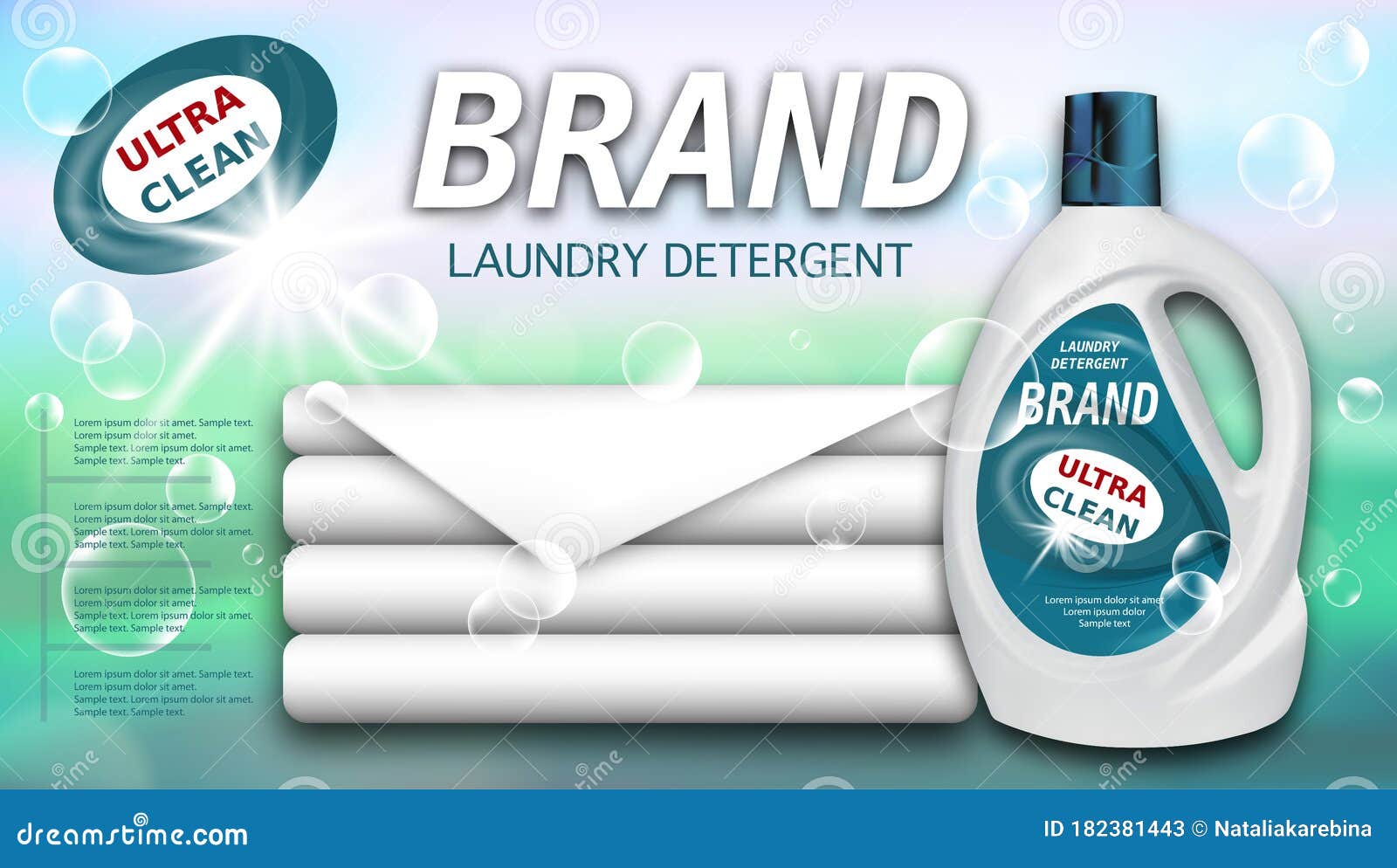 Laundry Detergent in Plastic Container and Clean Towels. Package Design ...