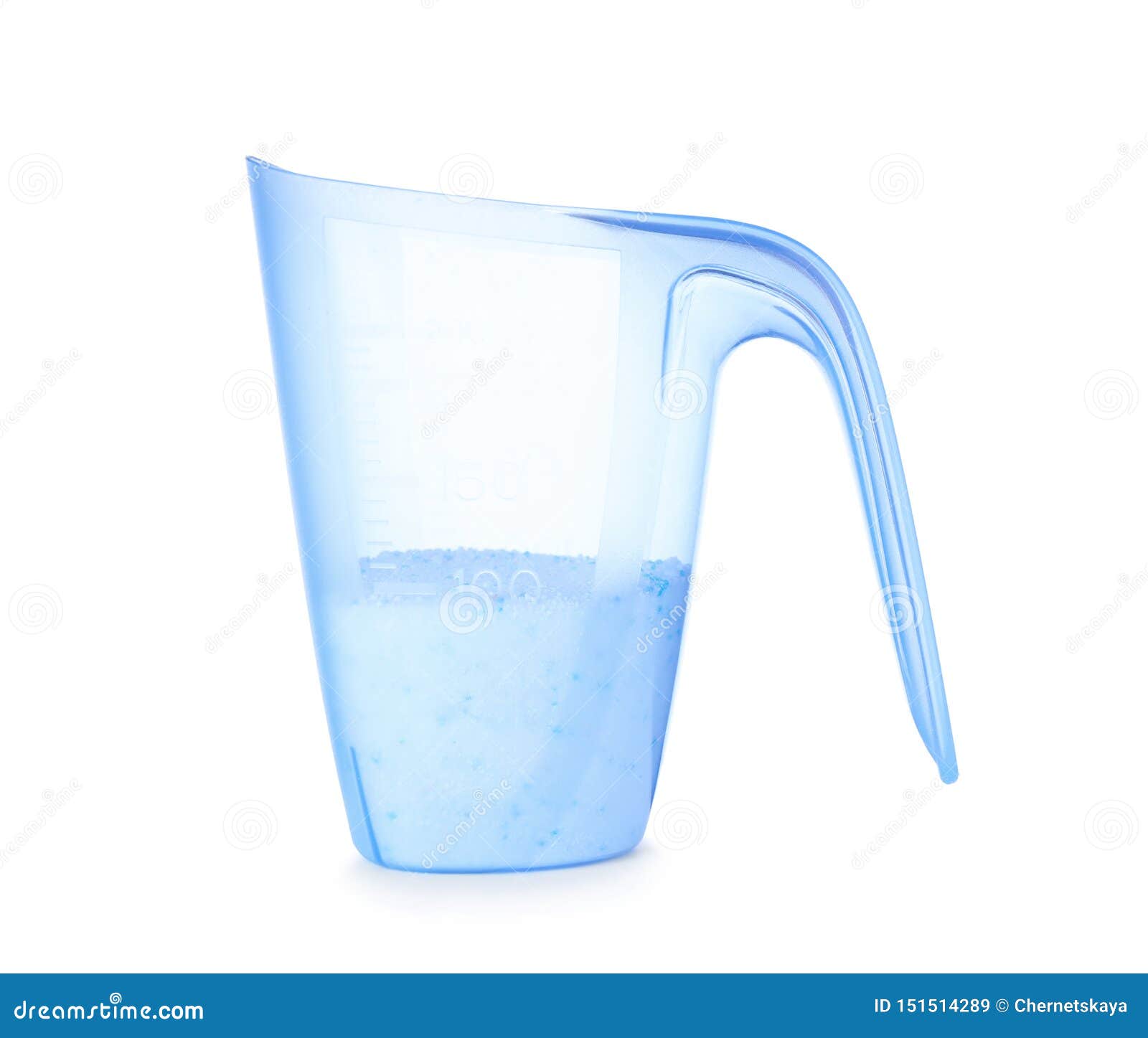 Laundry Detergent in Plastic Measuring Cup on White Stock Image - Image ...