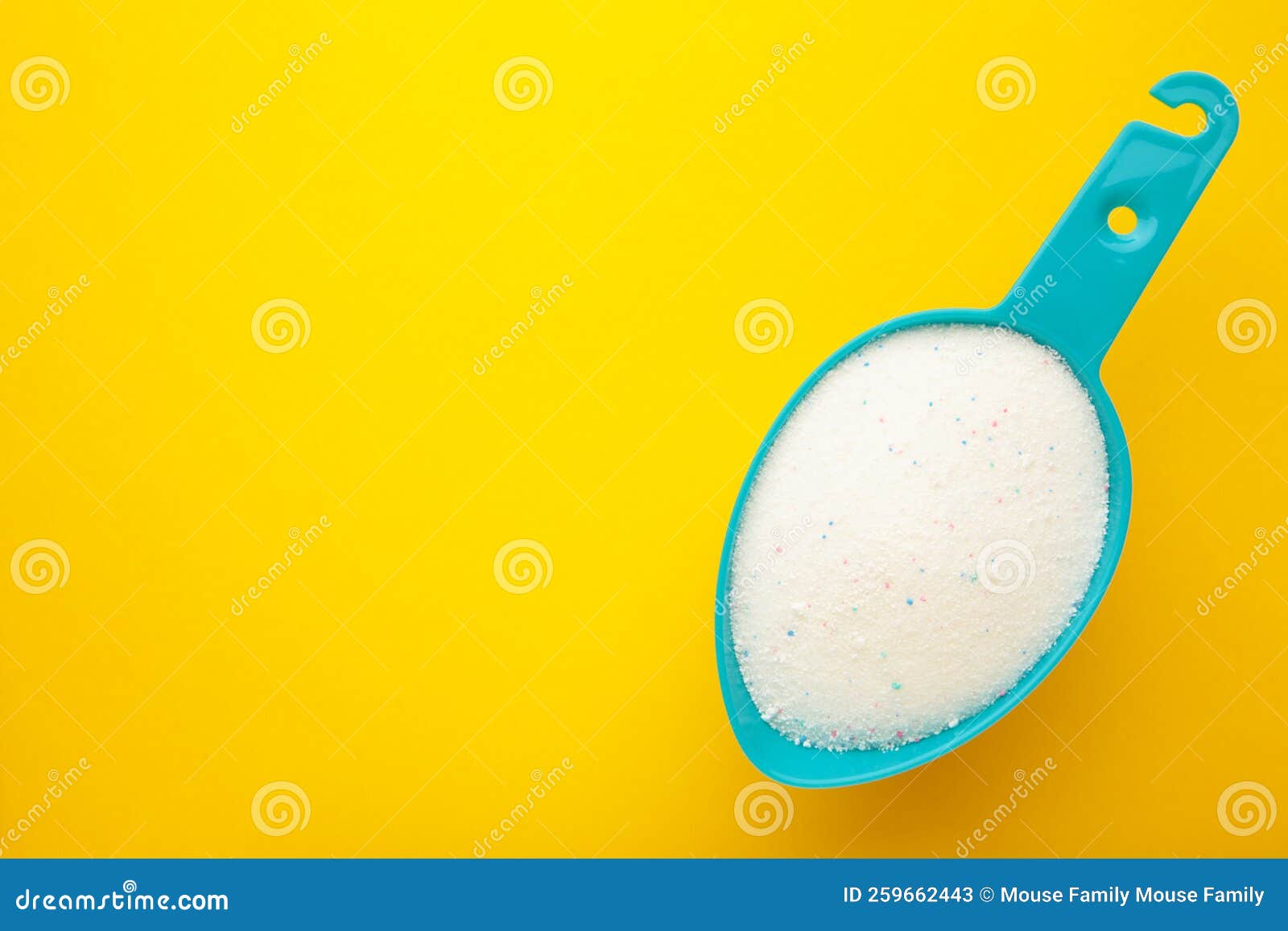 Laundry Detergent Powder for Washing Machine in Plastic Scoop on Yellow ...