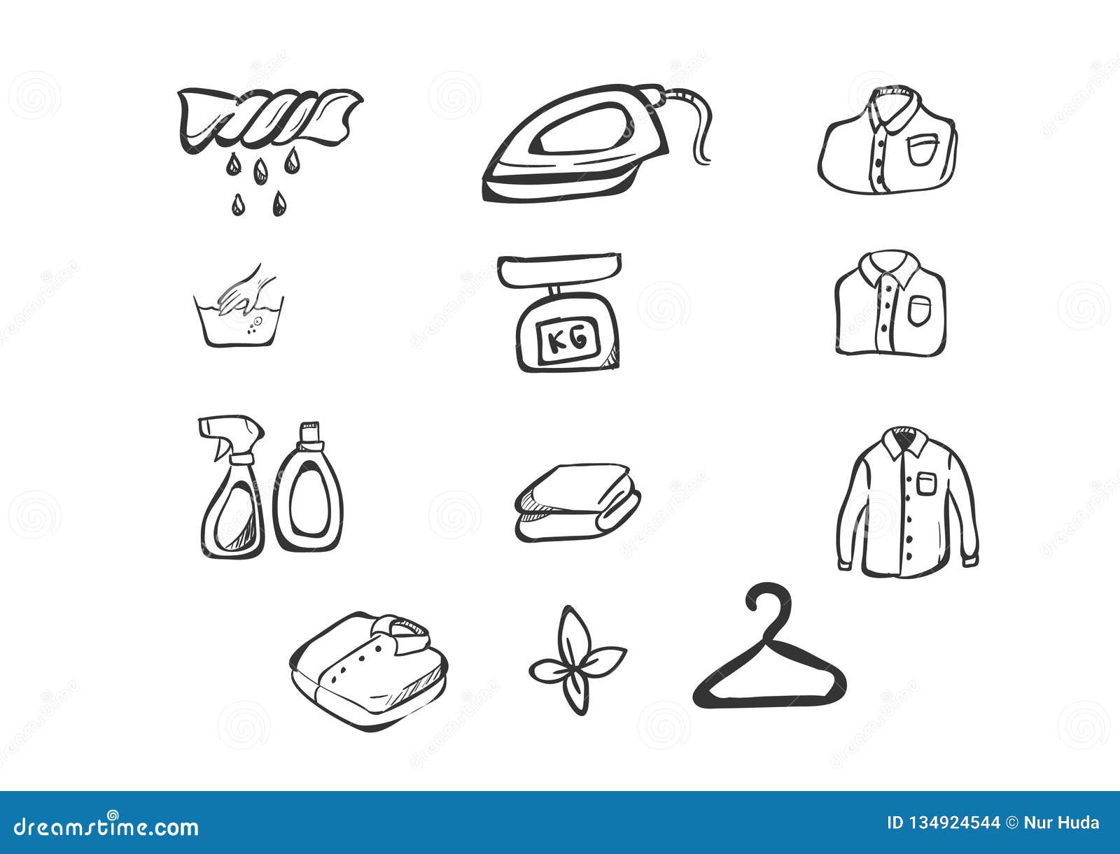 Laundry Doodle Icon Vector Simple Art Stock Vector - Illustration of ...