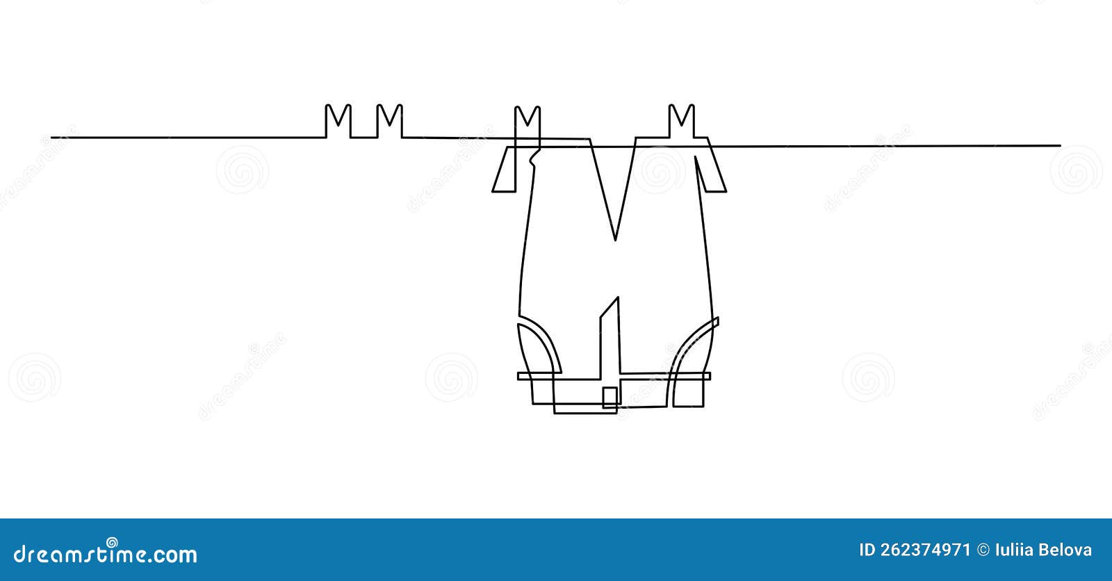 Laundry is Dried on a Line. Continuous Line Drawing Stock Vector ...