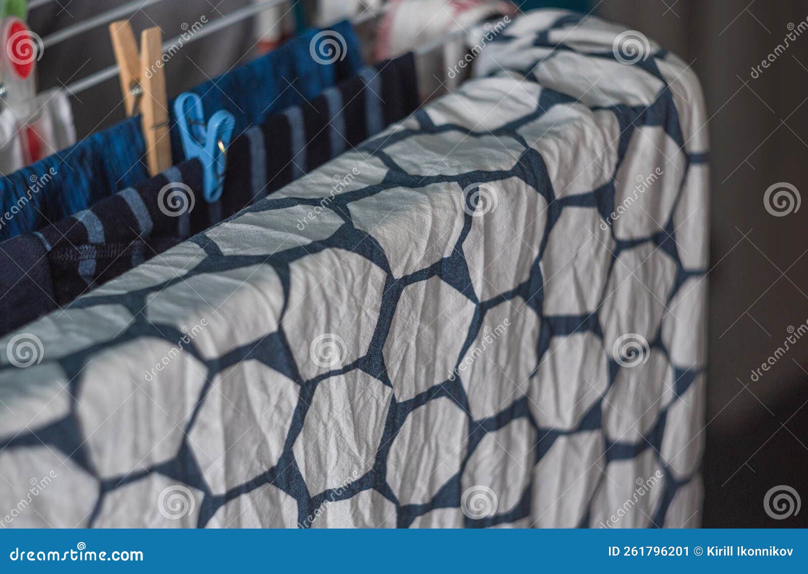 Laundry Dries on the Rack. Wet Laundry Texture Stock Image - Image of ...
