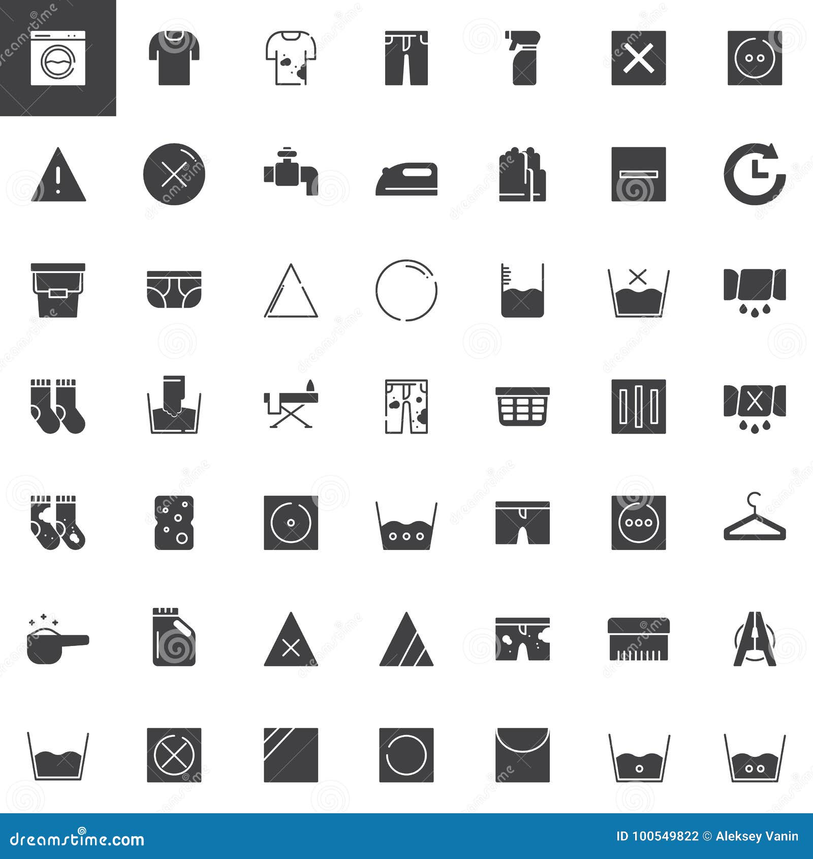 Laundry and Dry Cleaning Vector Icons Set Stock Vector - Illustration ...