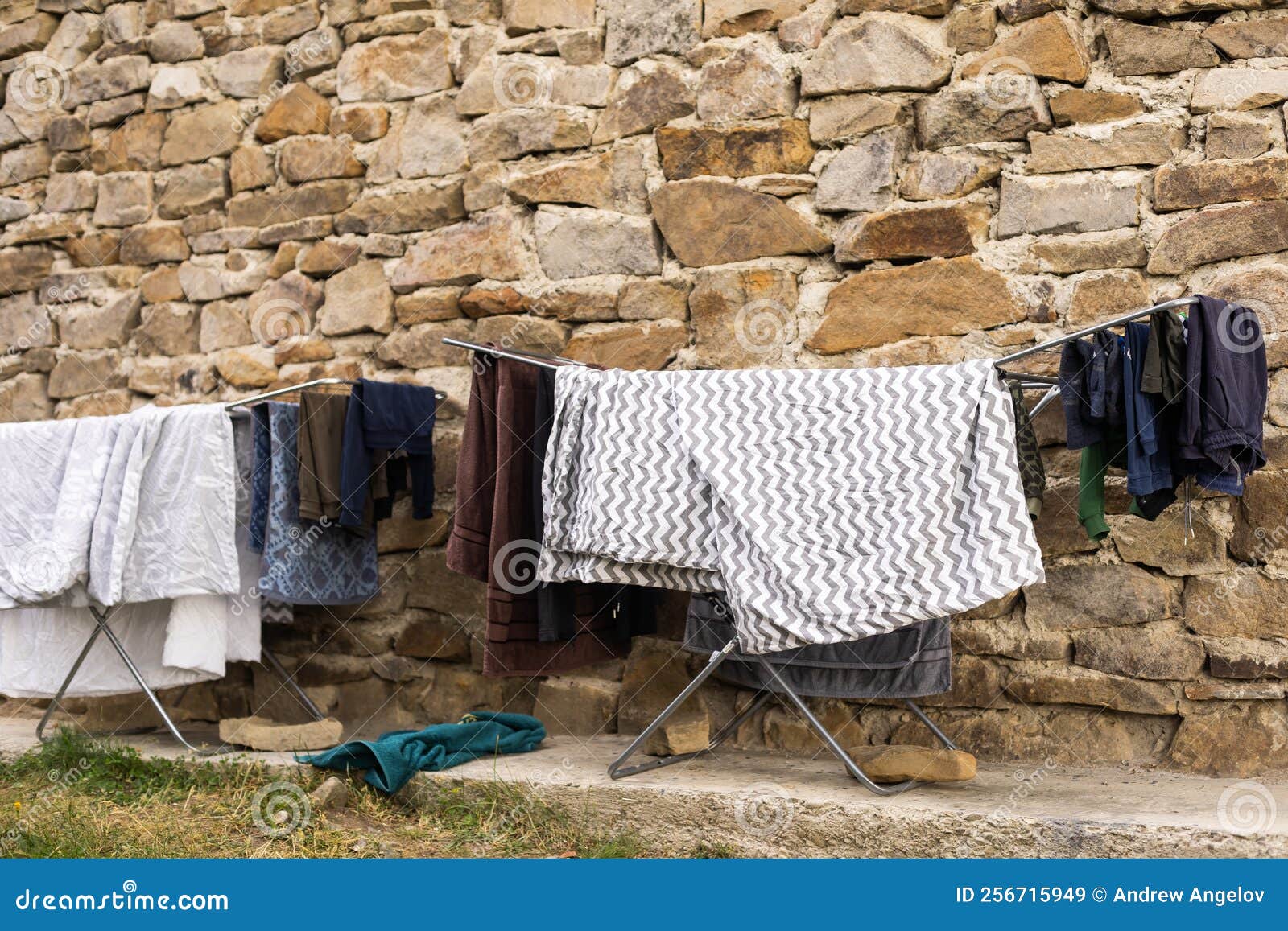 Laundry Drying Outside in the Town Stock Image - Image of laundry ...