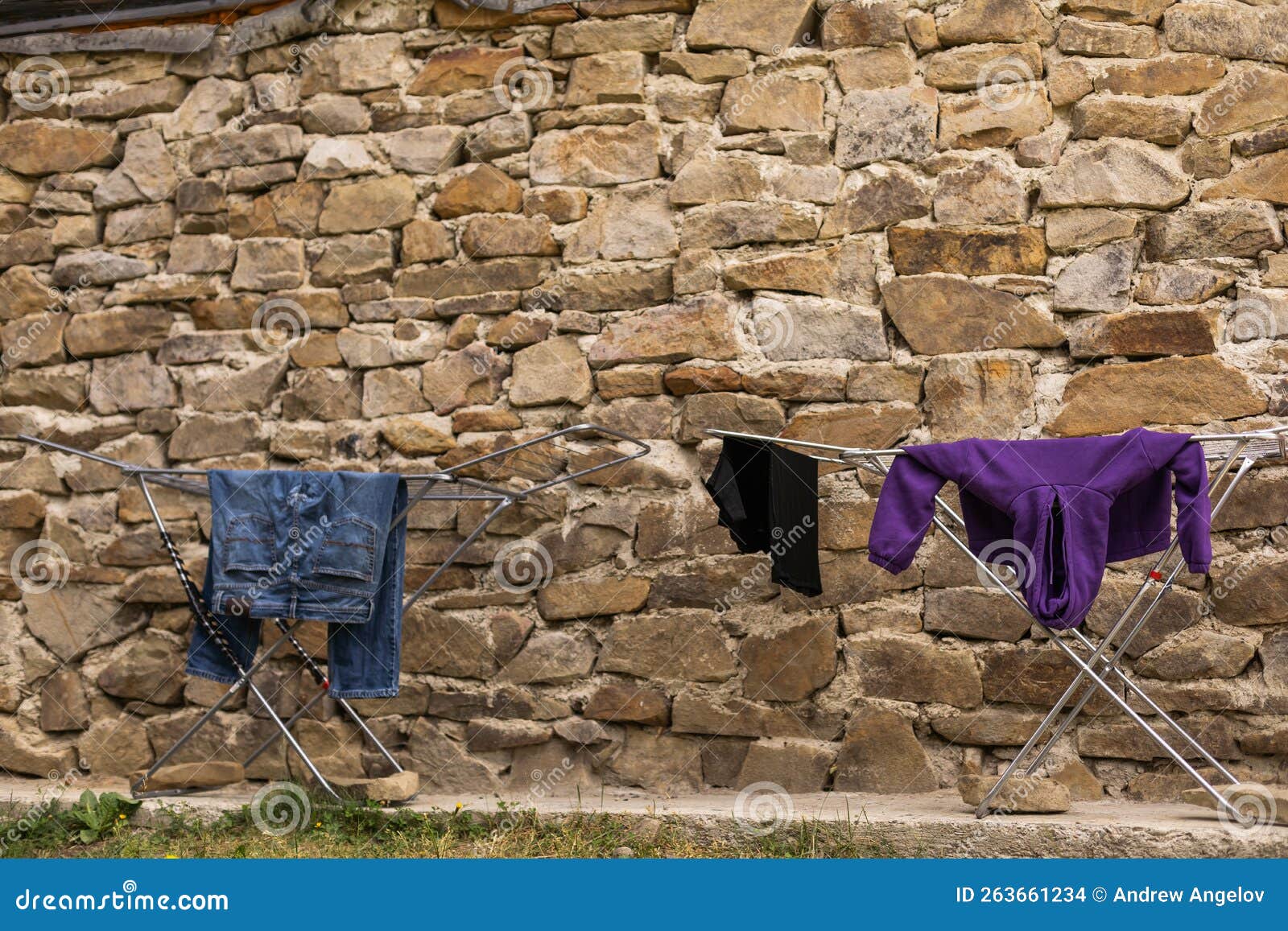 Laundry Drying Outside in the Town Stock Photo - Image of clothing ...