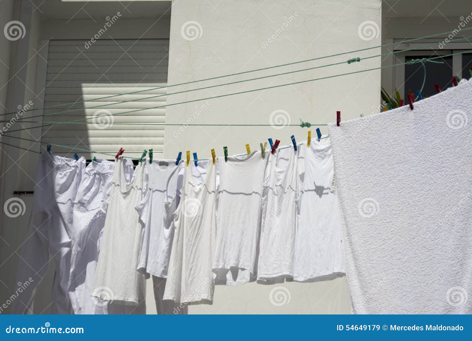 Laundry Drying on the Rope Outside Stock Image - Image of clean, rope ...