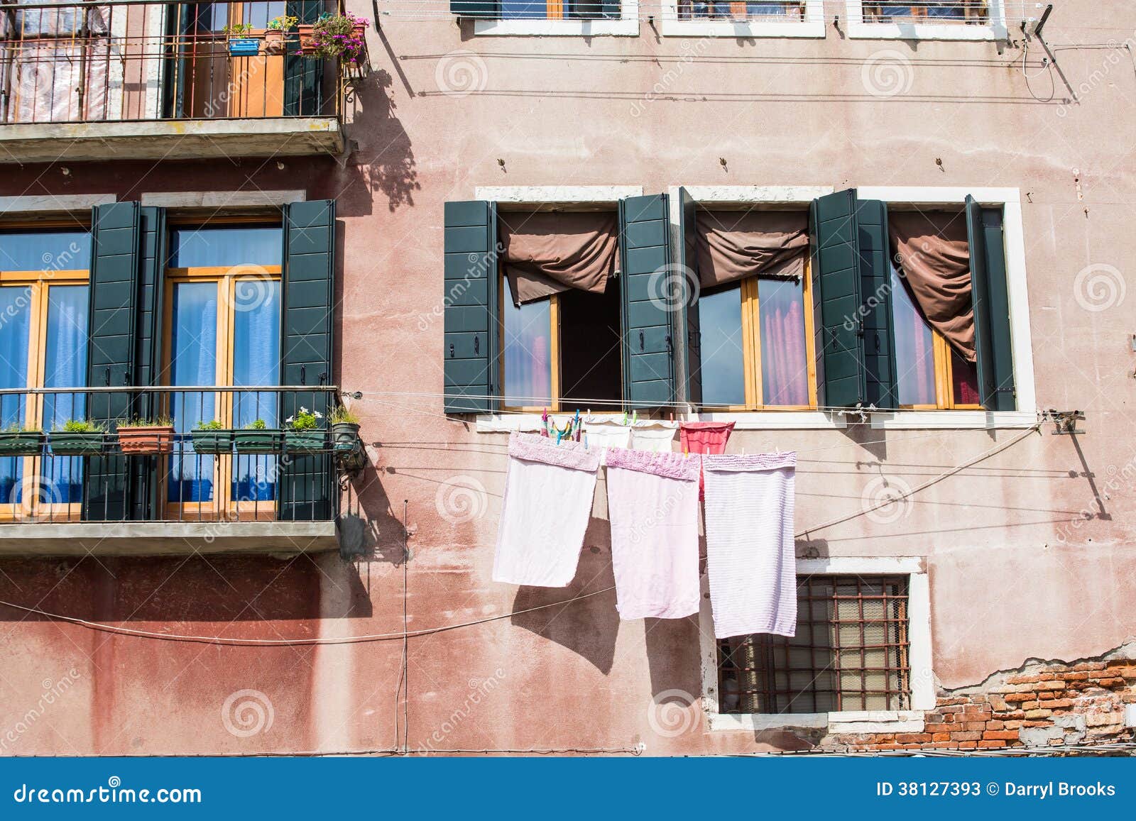 Laundry Drying Under Windows in Venice Stock Image - Image of italy ...