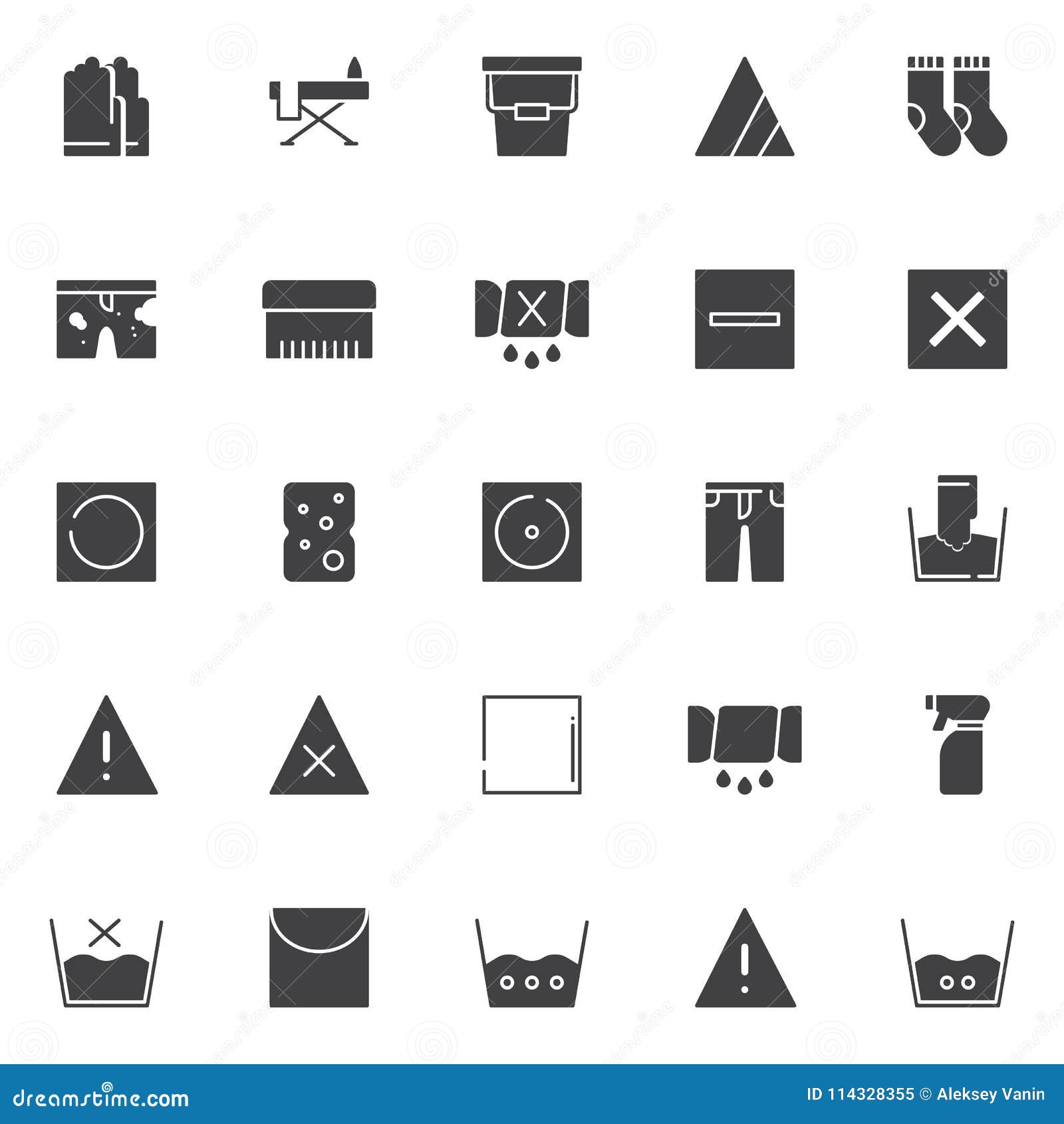 Laundry Elements Vector Icons Set Stock Vector - Illustration of socks ...