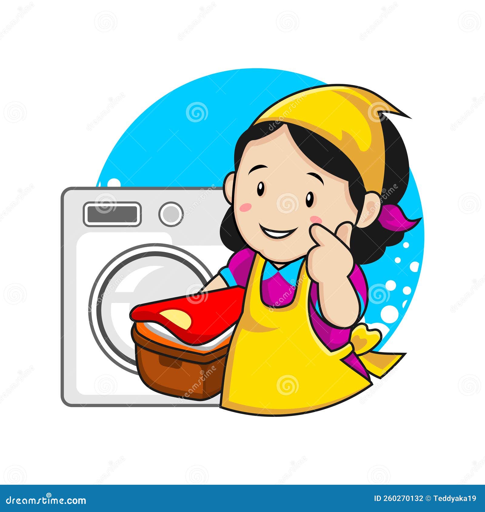 Laundry Girl with Love Symbol Stock Vector - Illustration of white ...