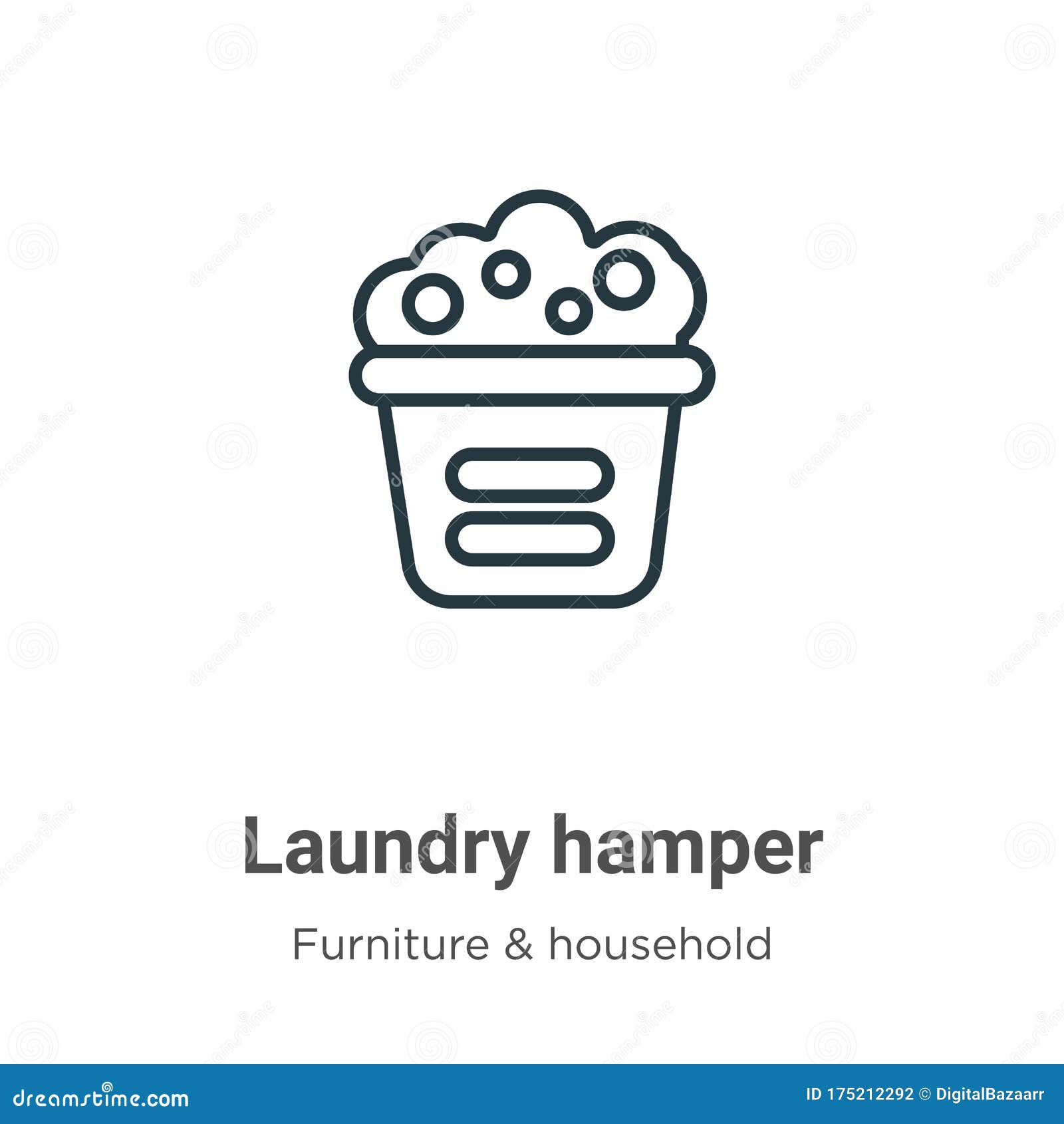 Laundry Hamper Outline Vector Icon. Thin Line Black Laundry Hamper Icon ...