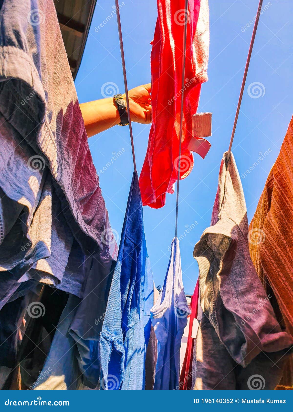 Laundry Hanging in the Garden Stock Photo - Image of fresh, shirt ...