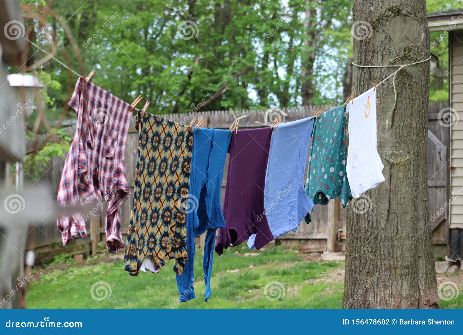 Laundry Hanging on the Line Stock Photo - Image of line, laundry: 156478602