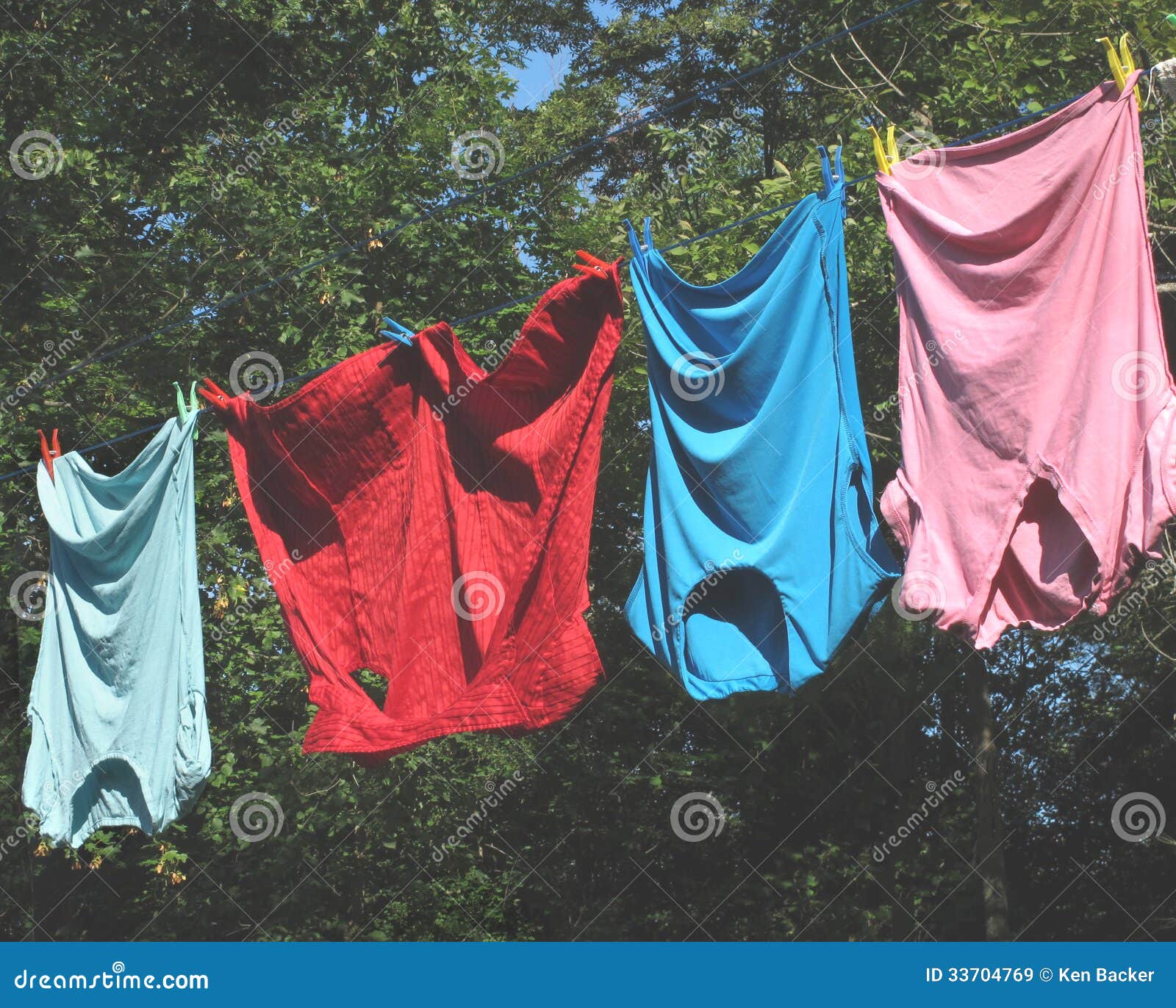 Laundry hanging on a line. stock image. Image of clothesline - 33704769