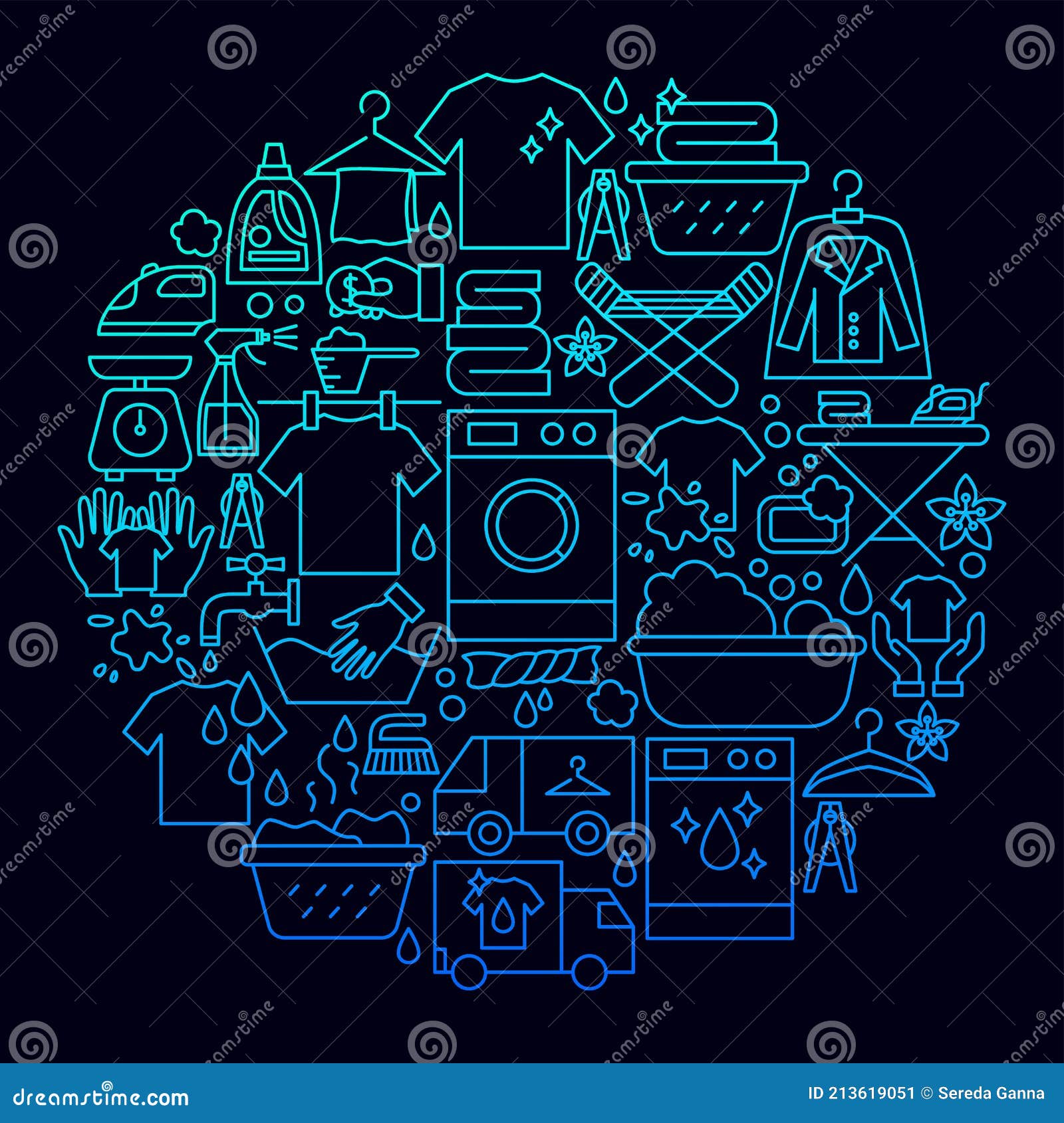 Laundry Icon Circle Concept Stock Vector - Illustration of laundromat ...