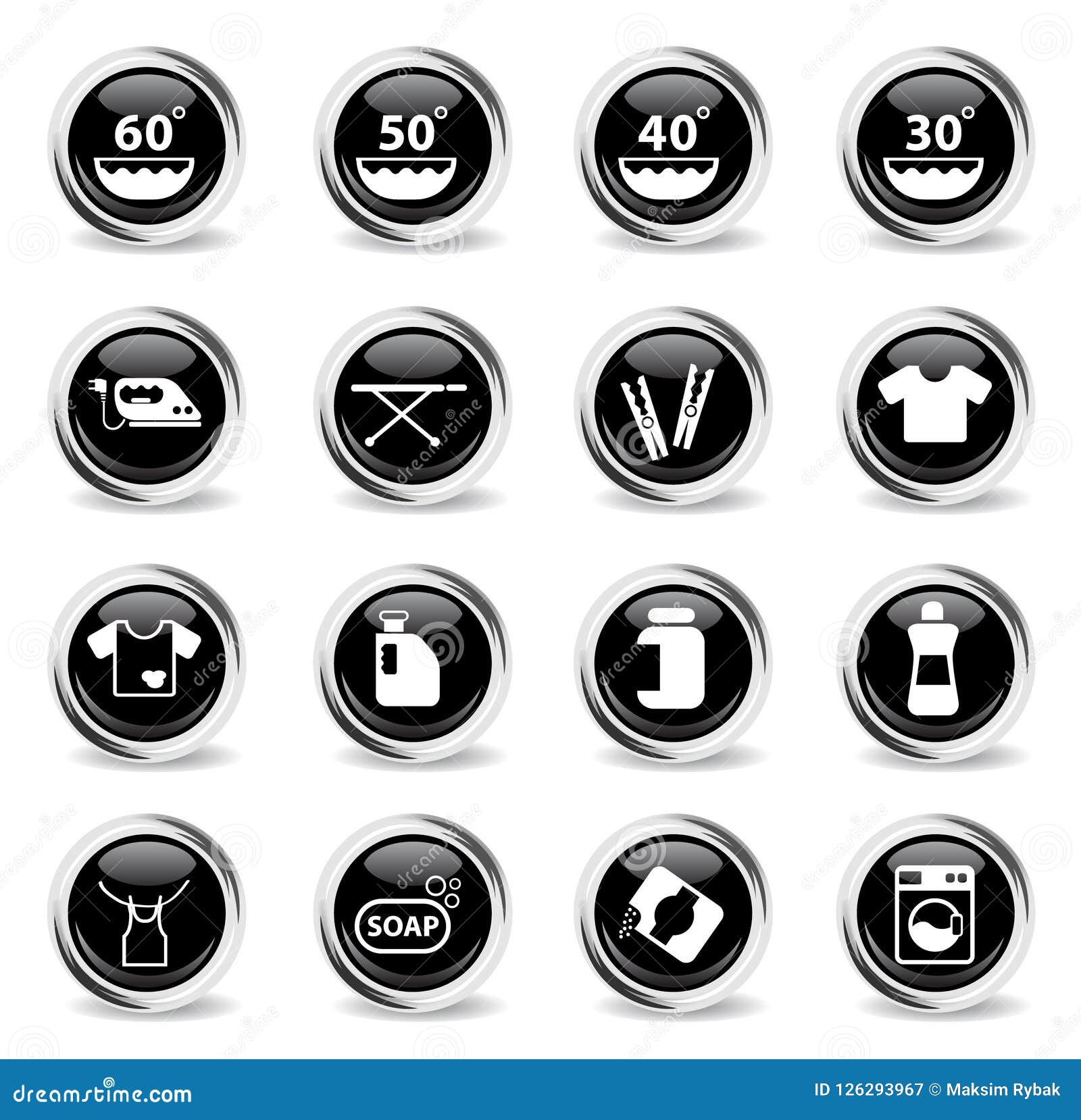 Laundry icon set stock vector. Illustration of steel - 126293967