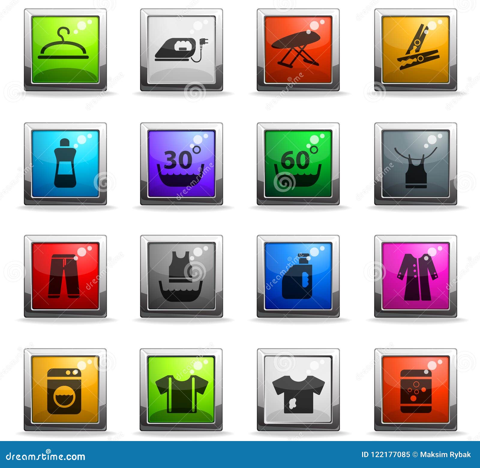 Laundry icon set stock vector. Illustration of washing - 122177085